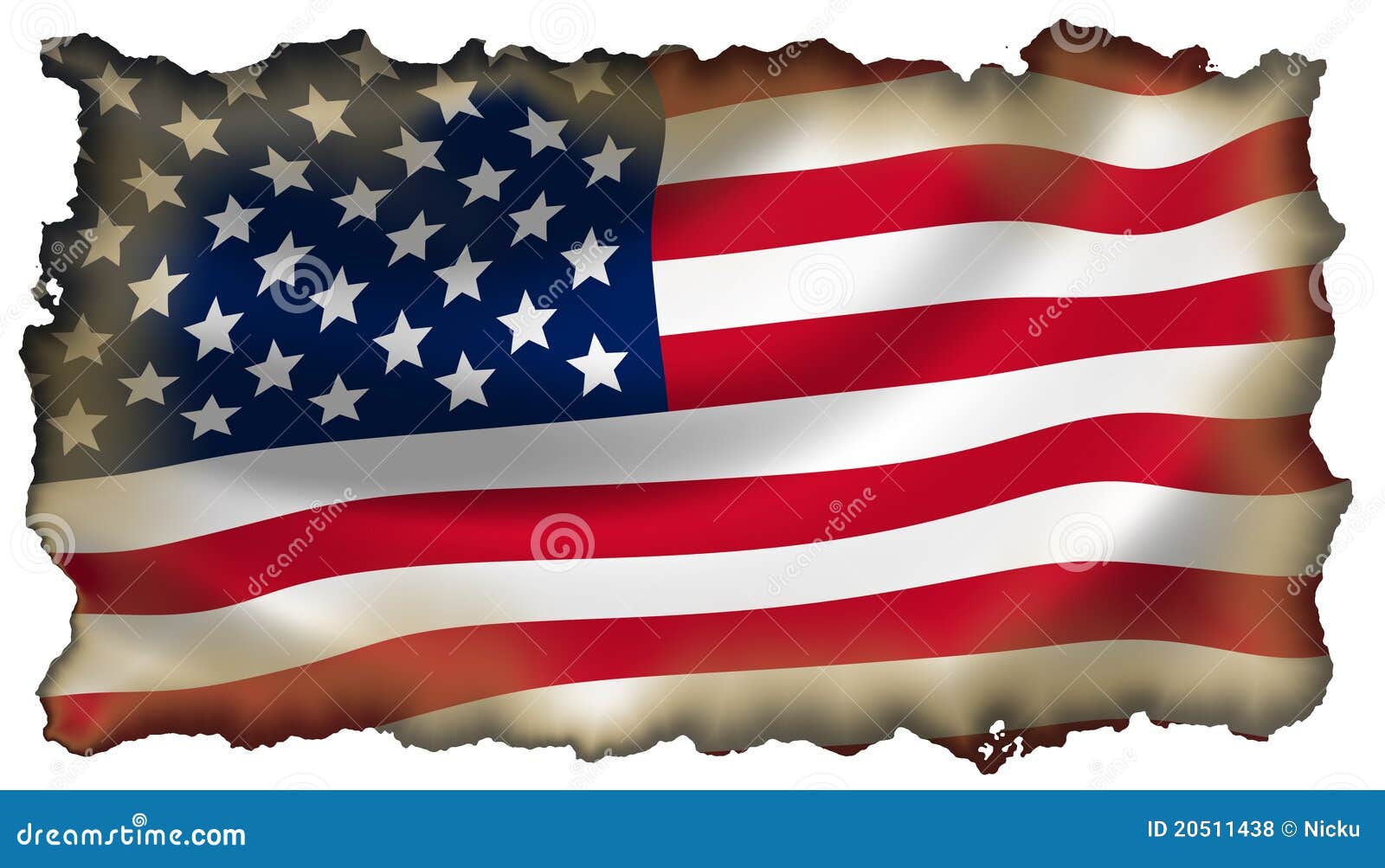 Burned American Flag Isolated Stock Illustration - Illustration of ...