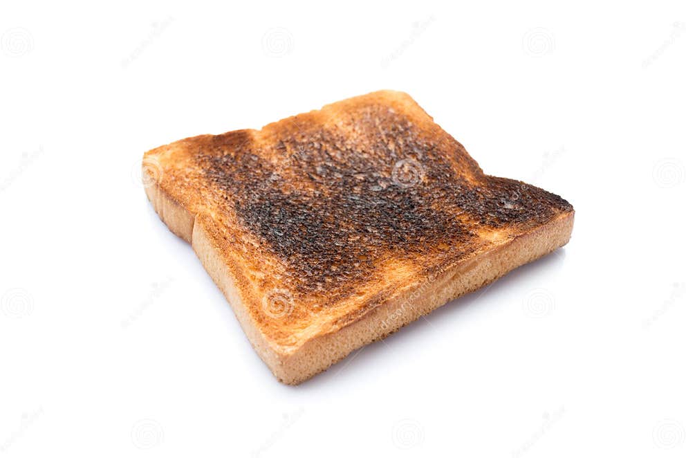 Burned Bread Isolated on a White Background Stock Photo - Image of ...