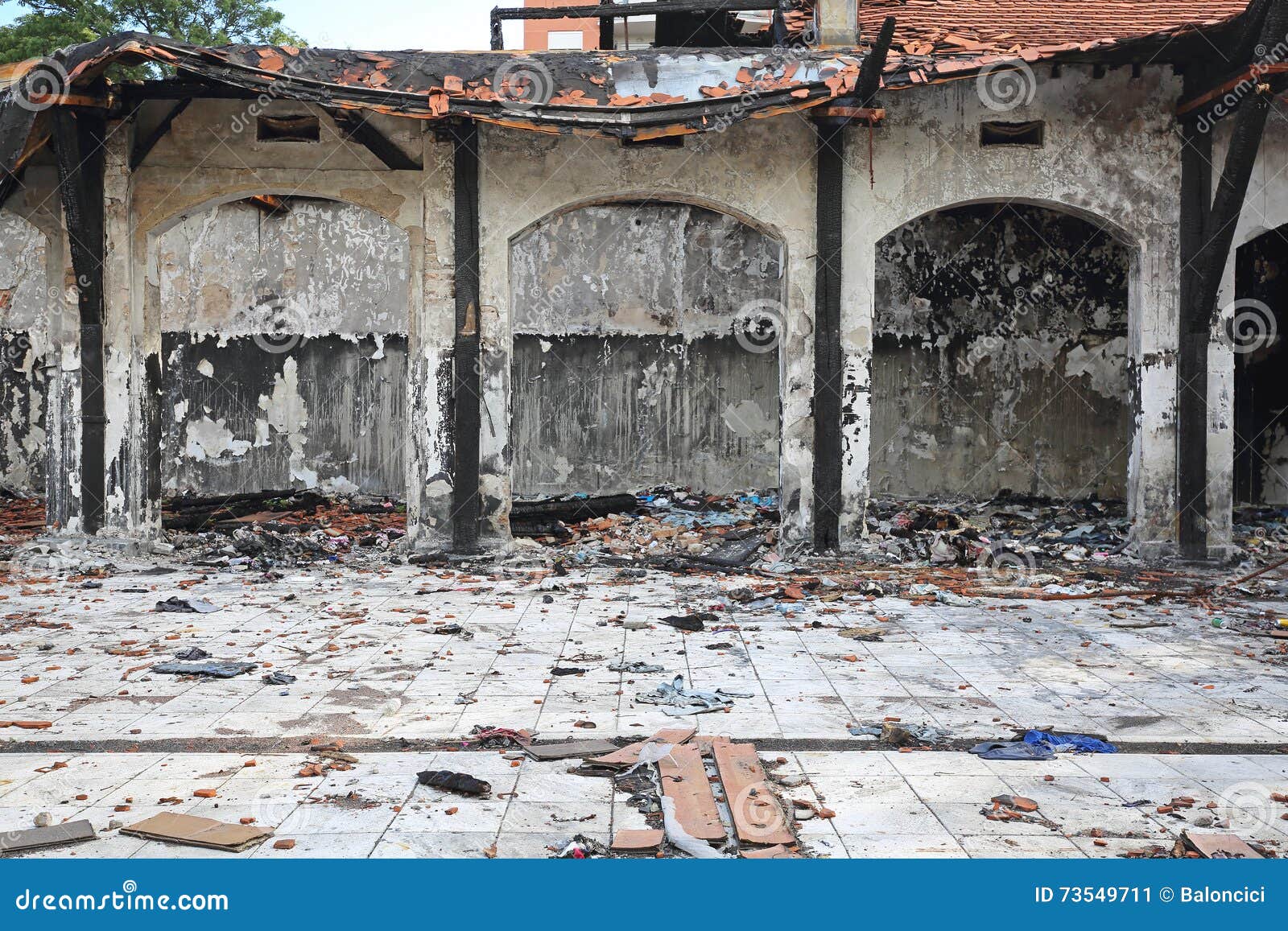Burned Building stock image. Image of burn, danger, collapsed - 73549711