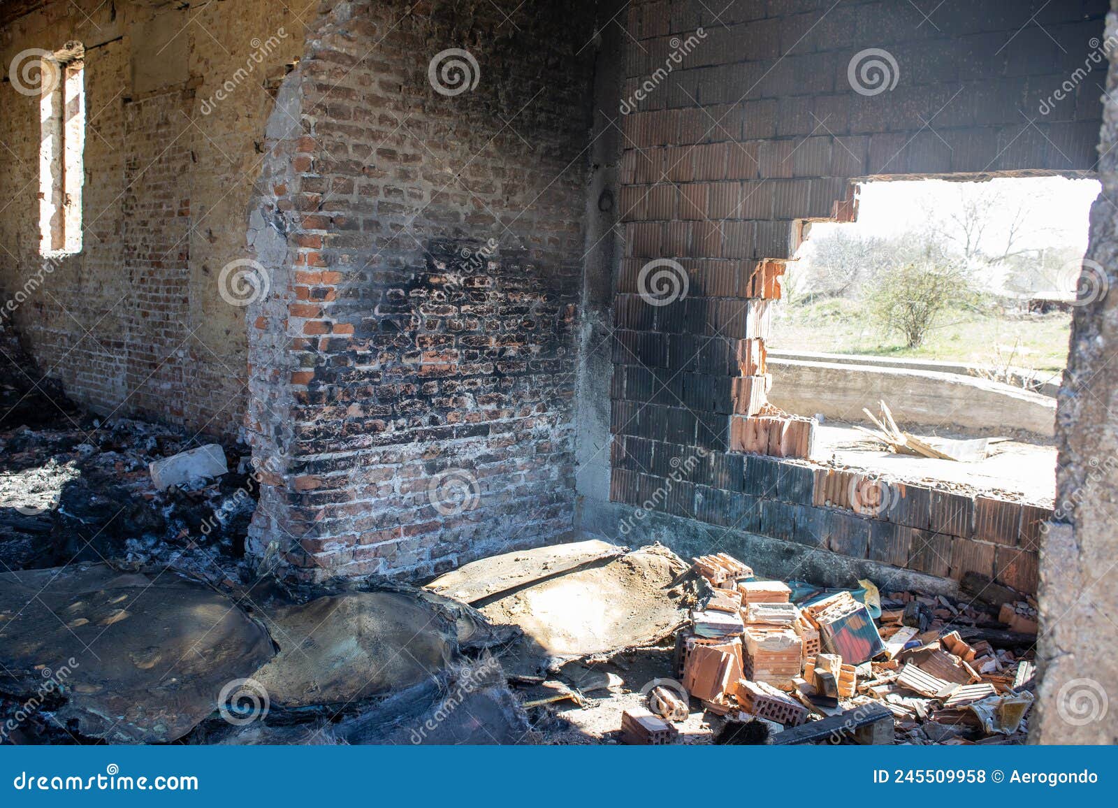 Burned Building Interior with Soot Stain Stock Photo - Image of smoke ...