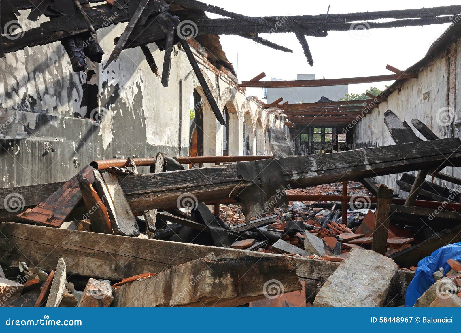 Burned Building Structure stock image. Image of sweatshop - 58448967