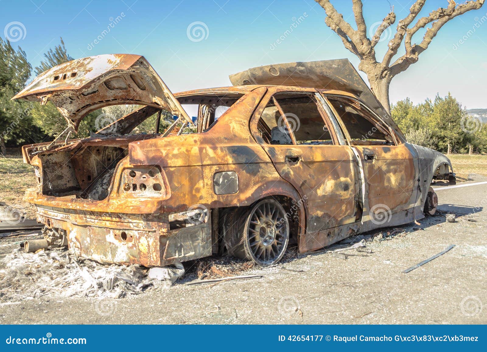Burned car stock image. Image of trash, rusty, unusable - 42654177