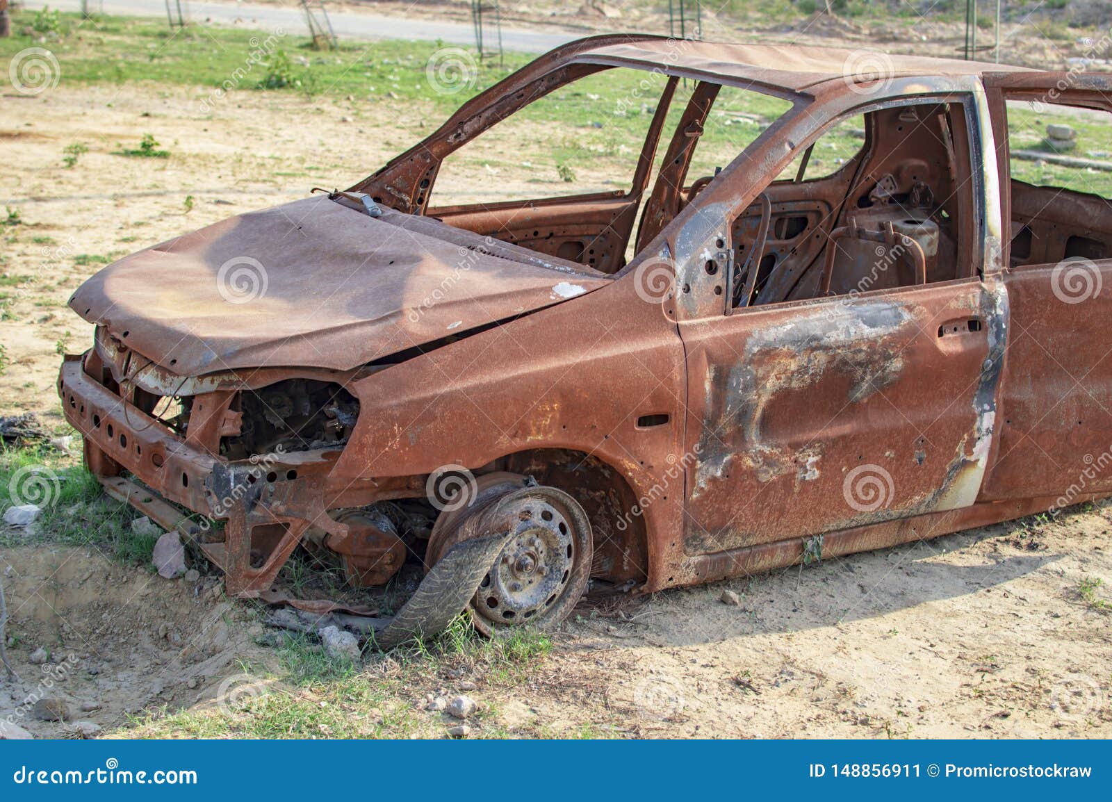Burned Car with All Windows and No Glass Stock Image - Image of ...