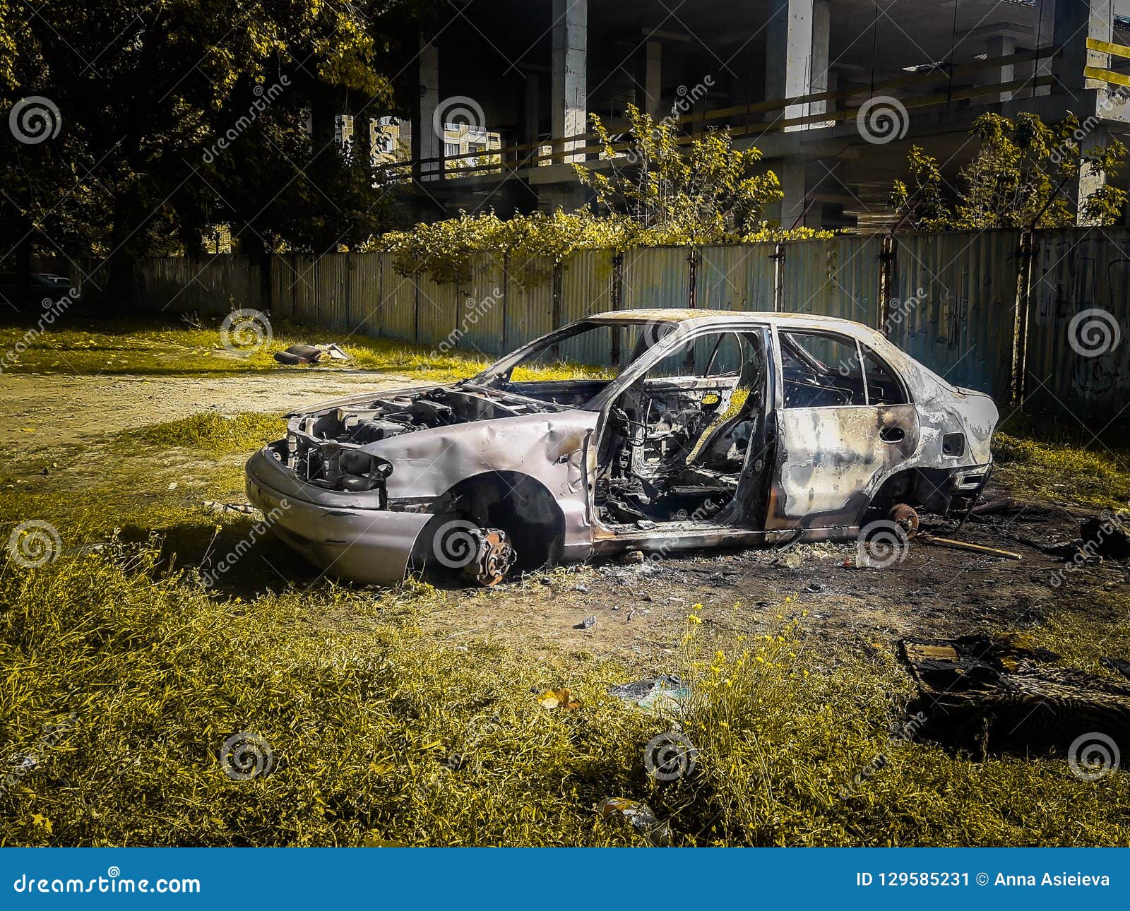 Burned the Car. Arson Car. Burned Cars Stock Image - Image of mess ...