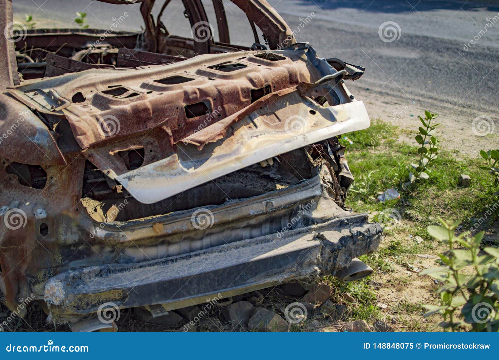 Burned Car with Burnt Completely All Parts Stock Image - Image of burnt ...