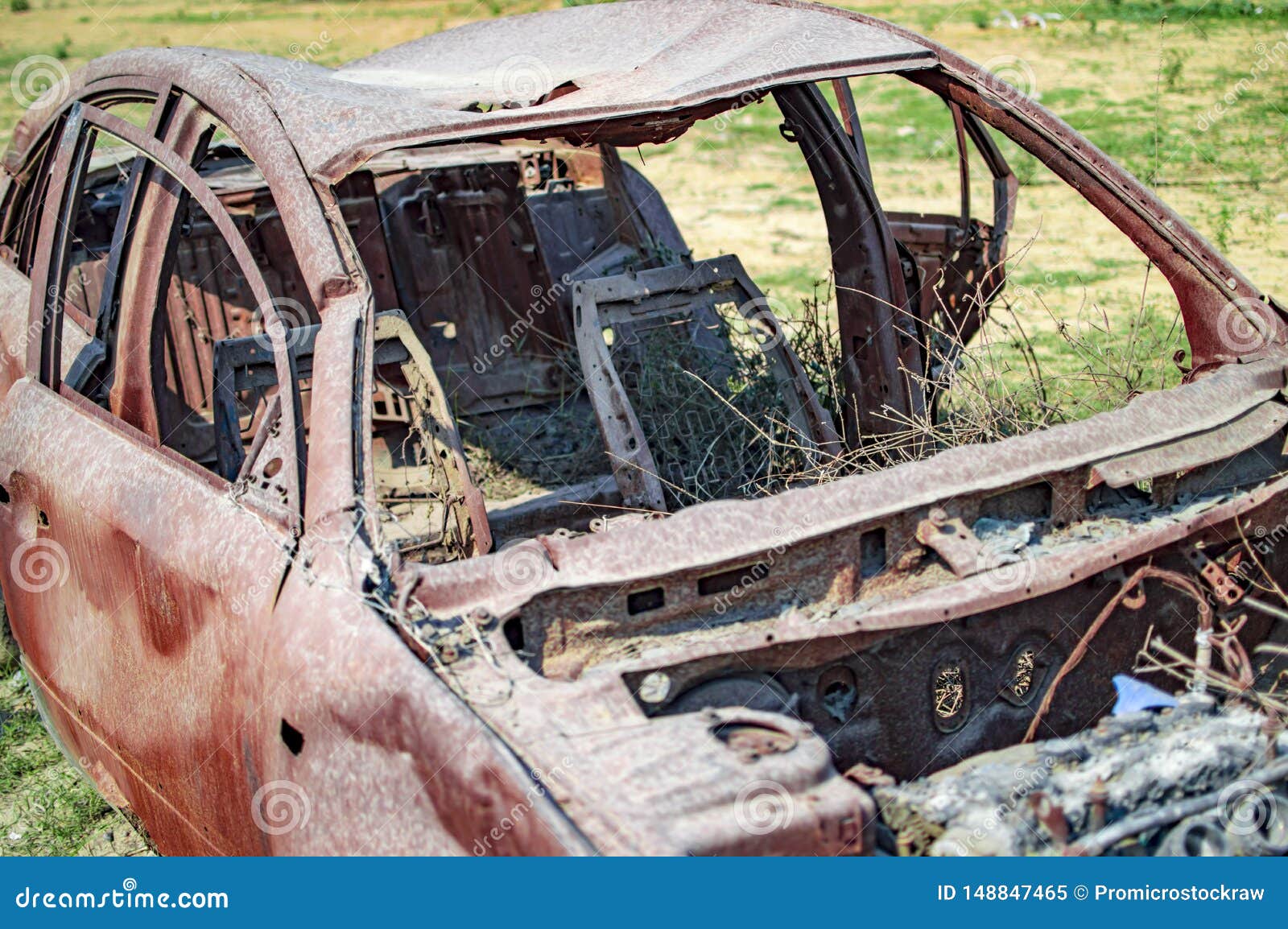 Burned Car with Burnt Front Glass Stock Image - Image of burnt ...