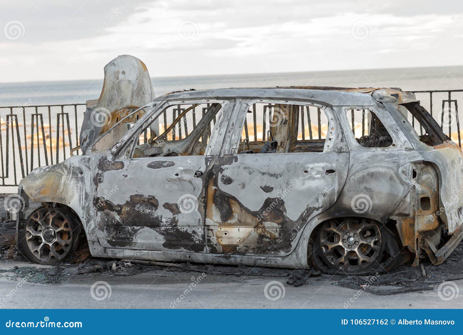 Burned Car Parked on the Street Stock Photo - Image of grunge ...