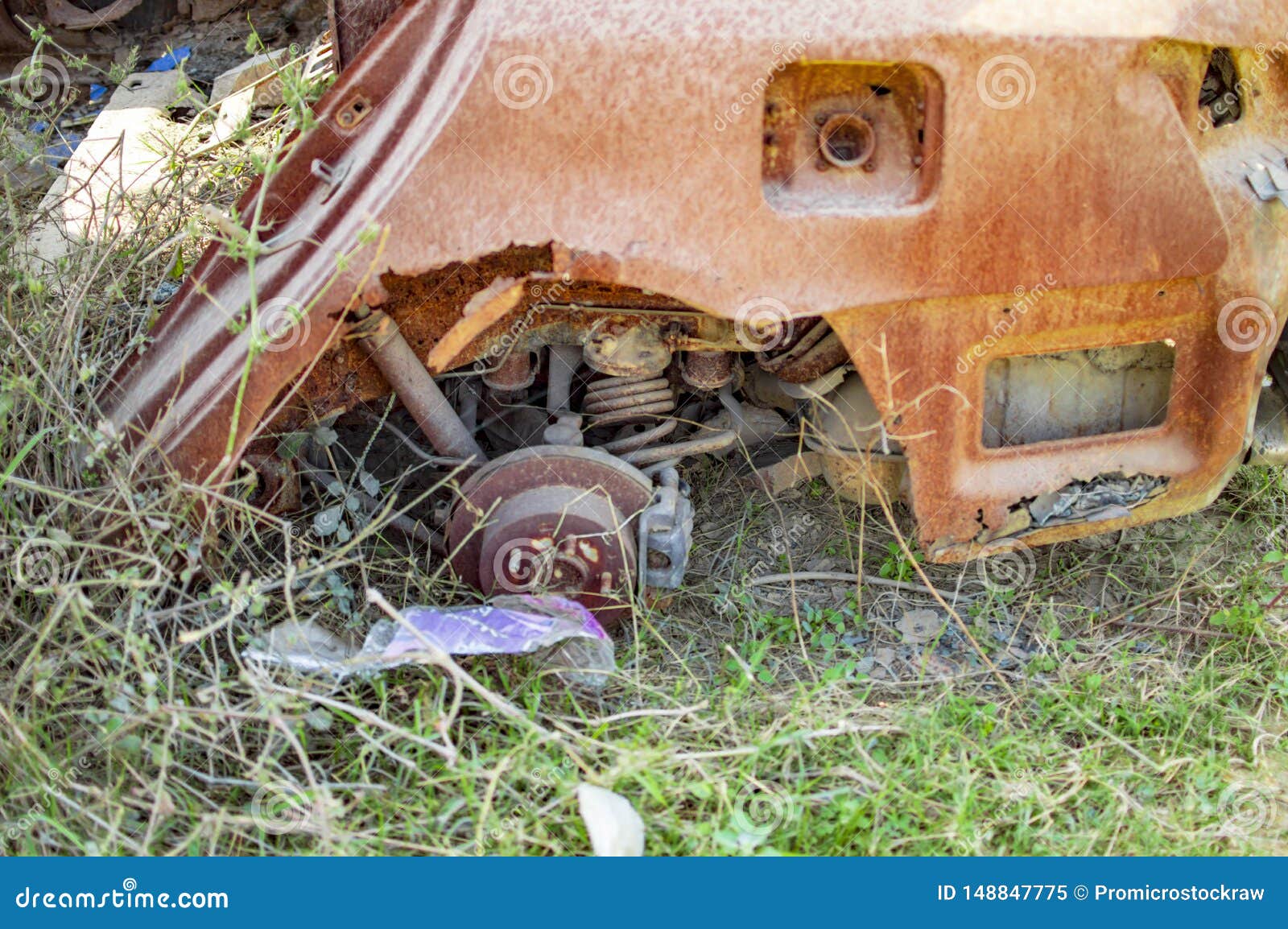 Burned Car with Red Rust on Its Body Stock Image - Image of rust ...