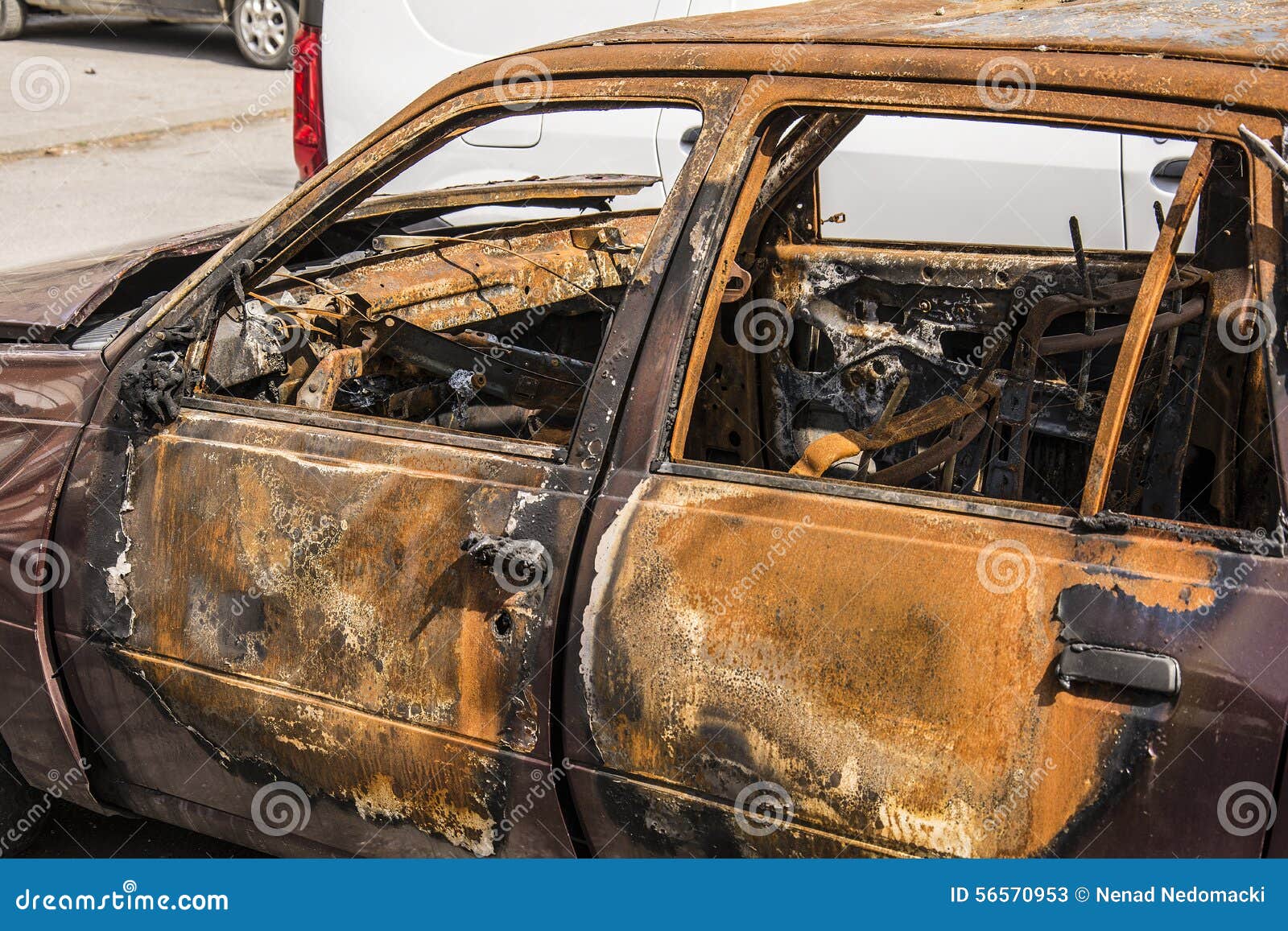 Burned Car stock image. Image of damaged, rusty, burning - 56570953