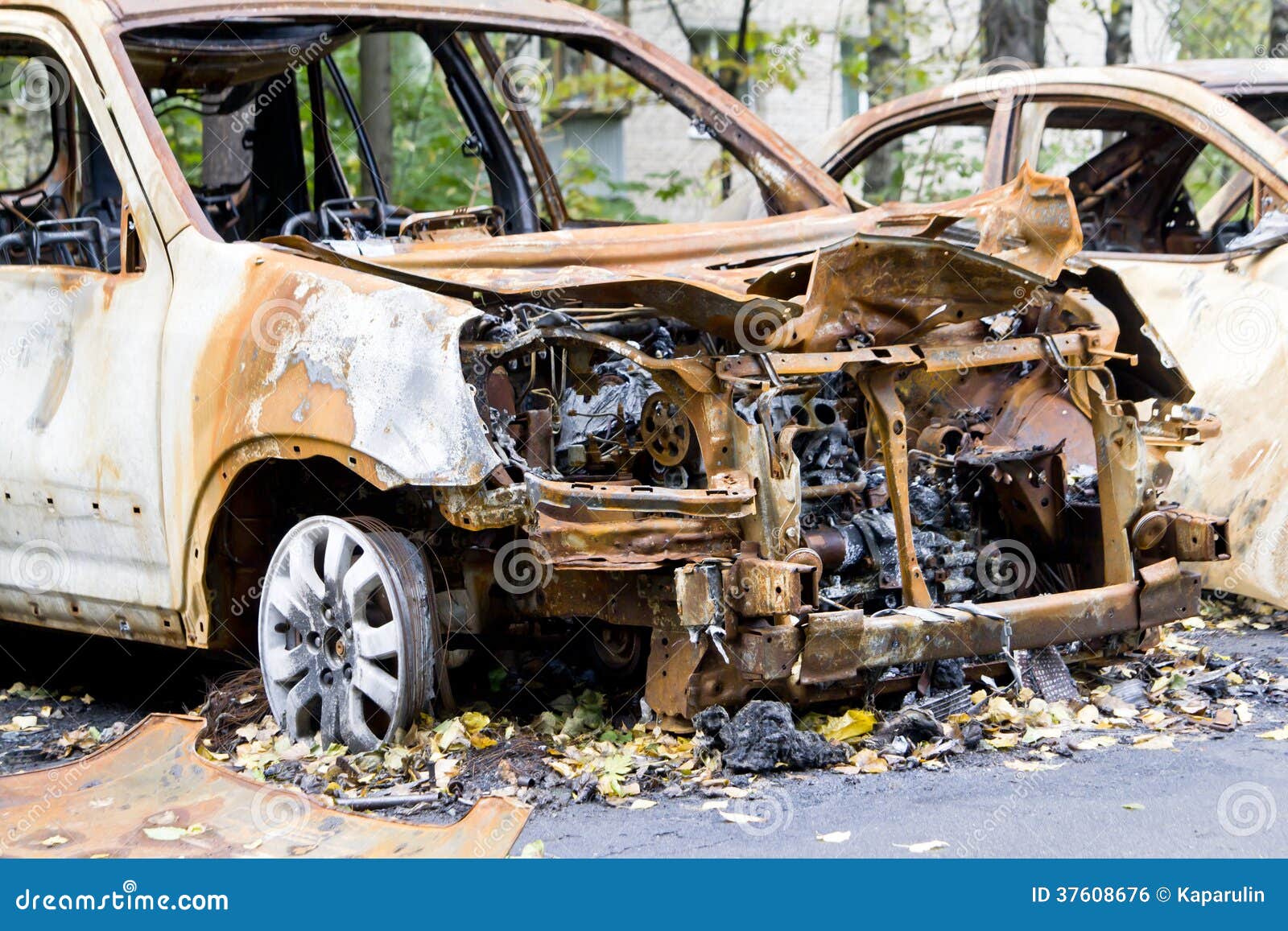 Burned car stock photo. Image of explosion, burned, attack - 37608676