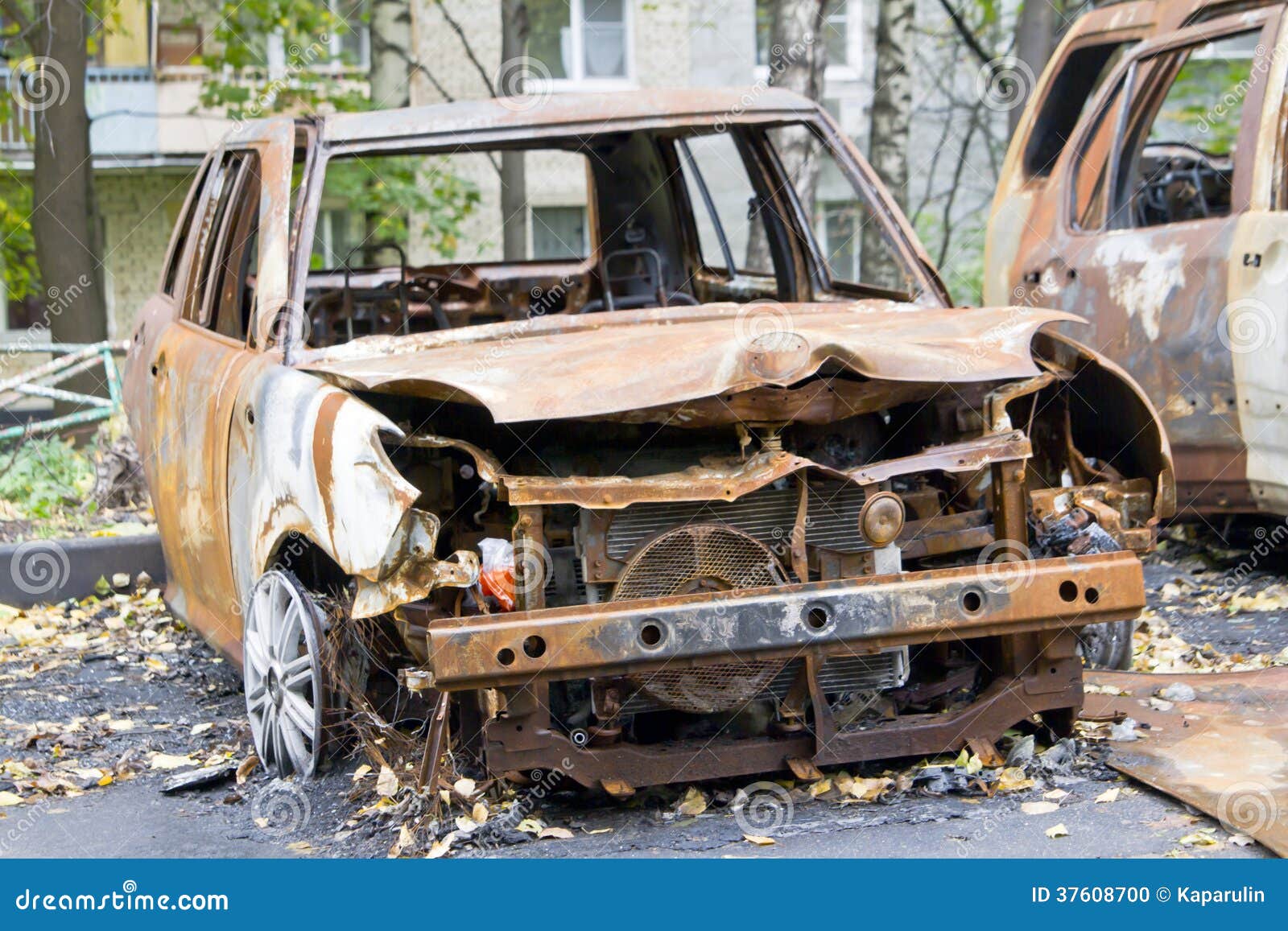 Burned car stock photo. Image of rusty, outspread, burned - 37608700