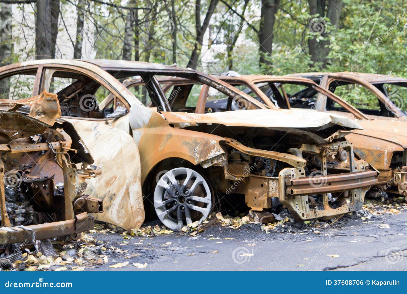 Burned car stock photo. Image of automobile, attack, gridiron - 37608706