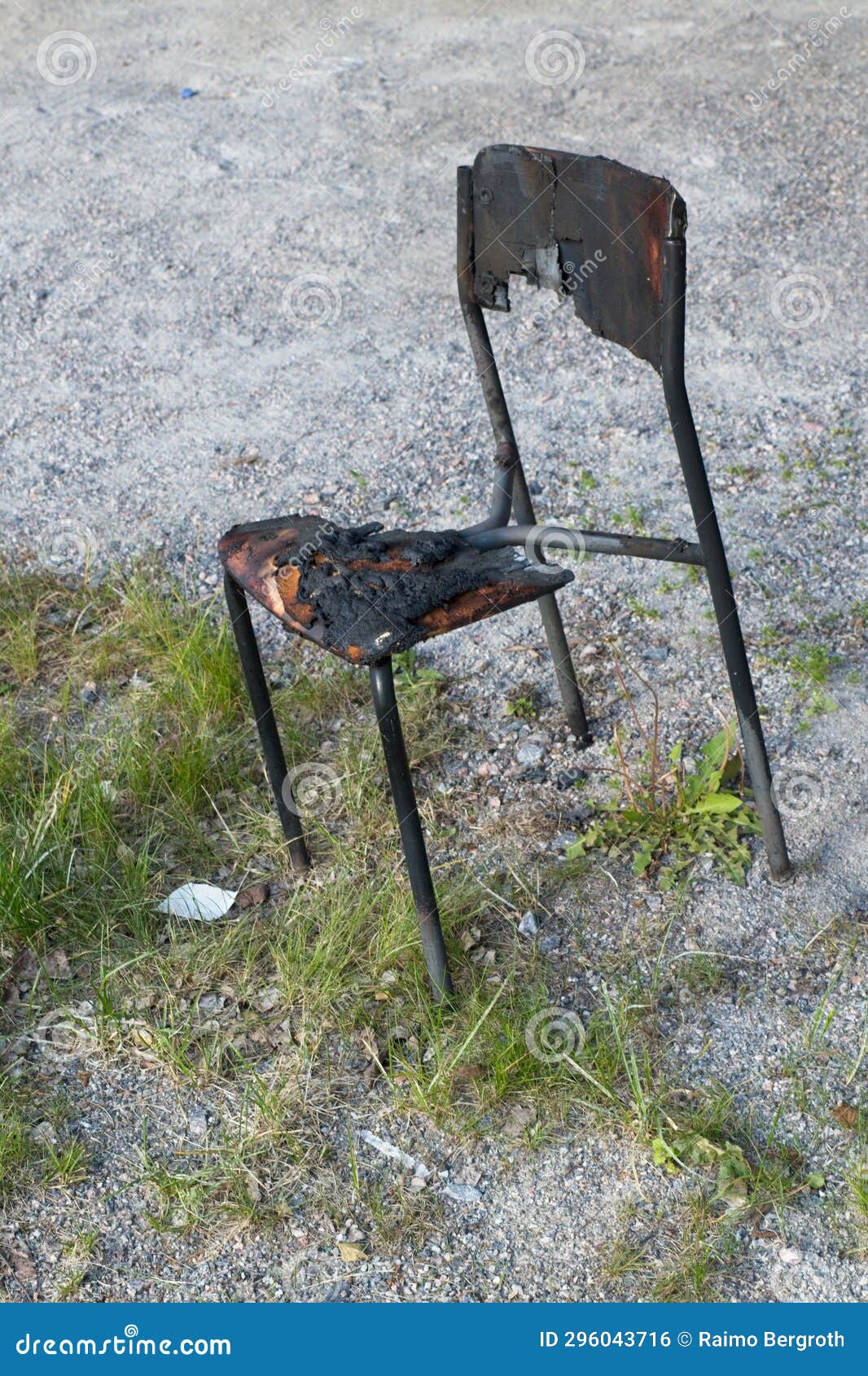 Burned chair. stock photo. Image of seat, chair, fire - 296043716