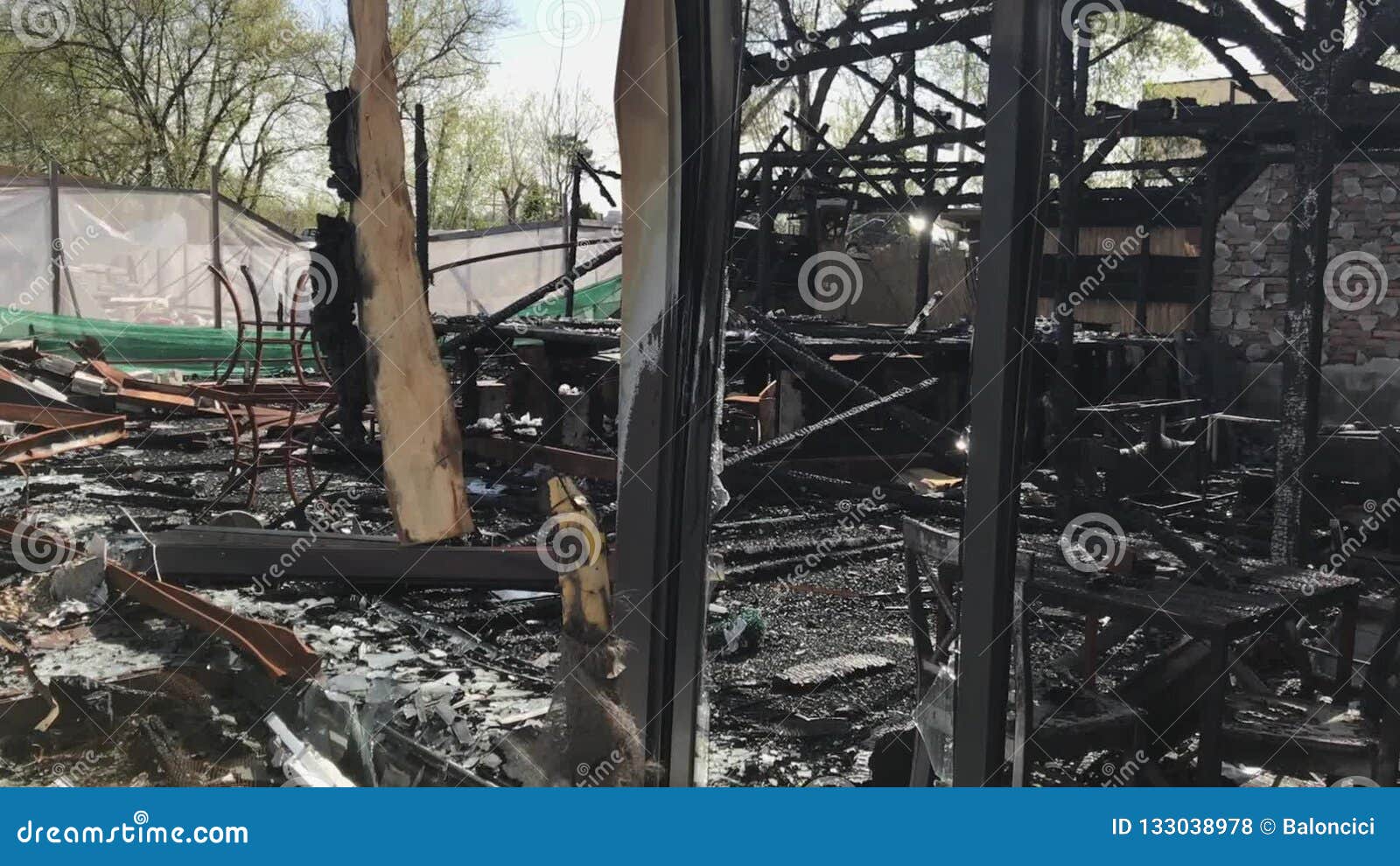 Burned Club Fire Damage stock footage. Video of damage - 133038978