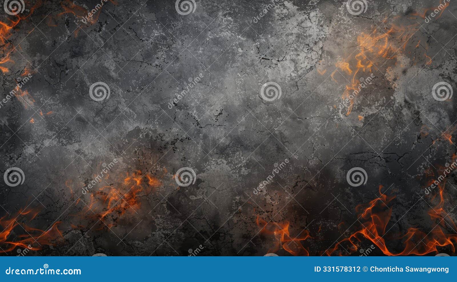 Burned Concrete Texture with Flames Stock Illustration - Illustration ...