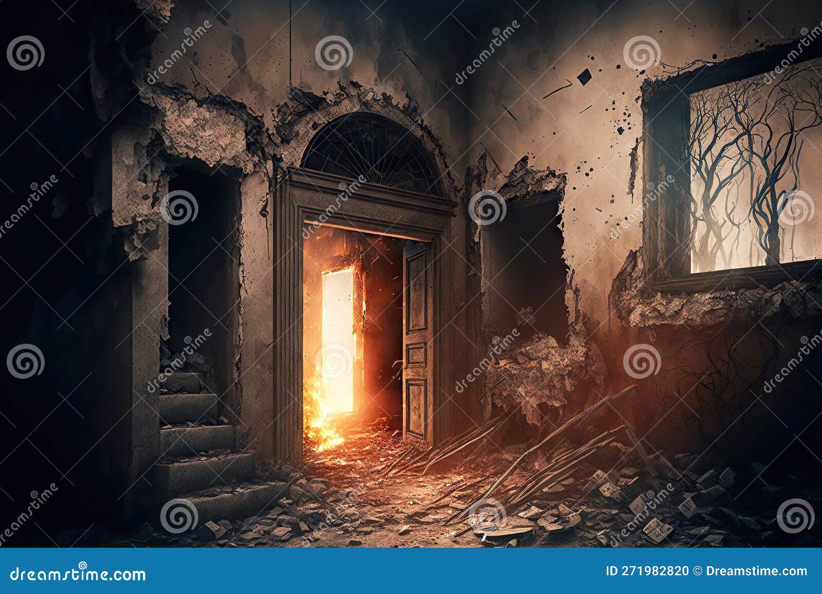 Burned and Destroyed Premises Left after Arson Burning House Stock ...