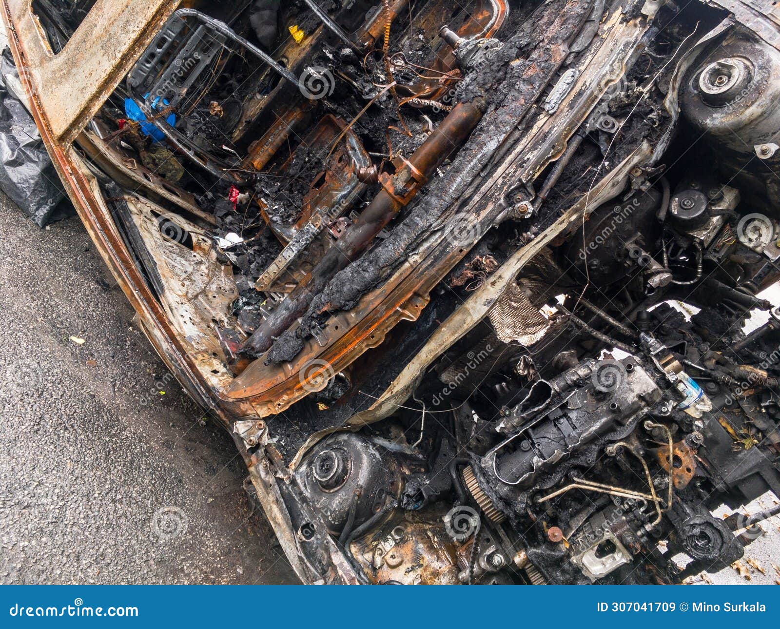 Burned Diesel Internal Combustion Engine Car that Caught Fire Stock ...