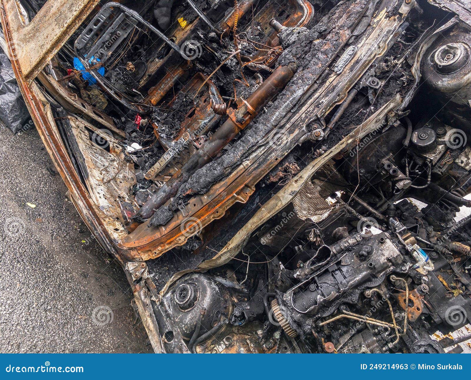 Burned Diesel Internal Combustion Engine Car Which Caught Fire and Was ...