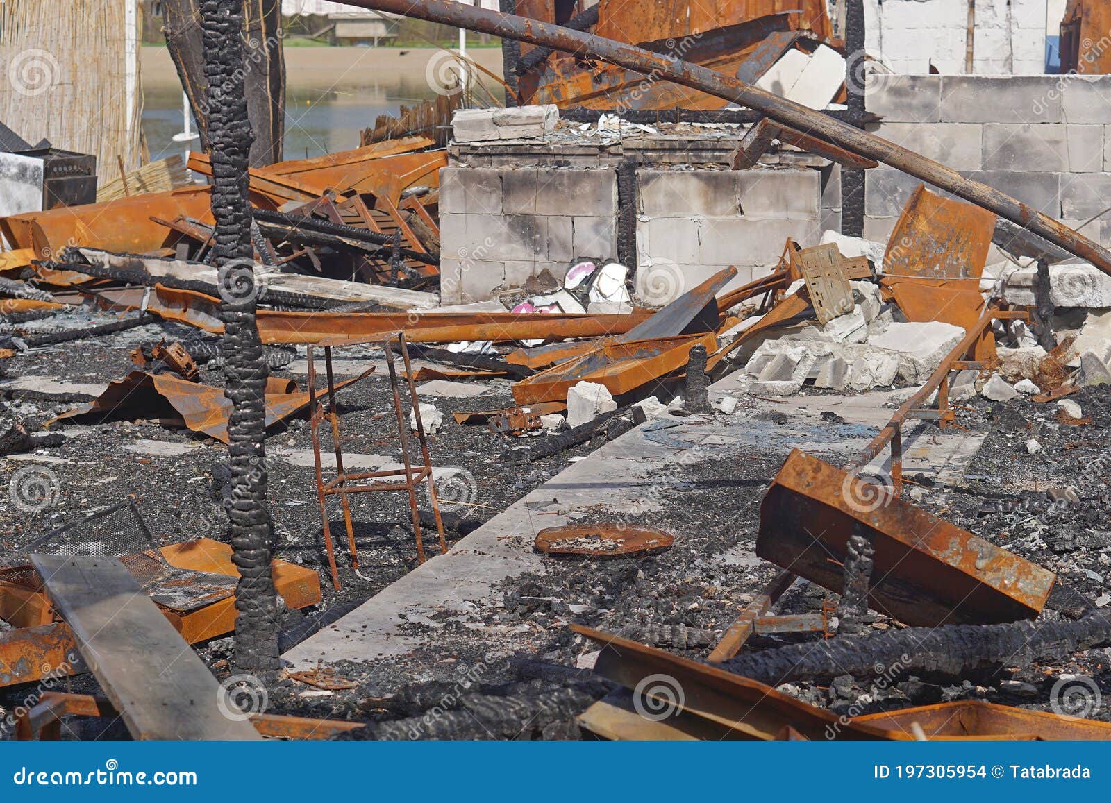 Burned down restaurant stock photo. Image of insurance - 197305954