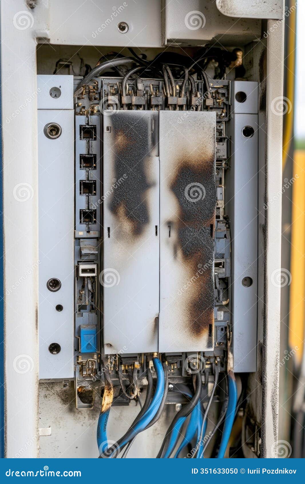 Burned Electrical Panel Showing Short Circuit Damage and Melted ...