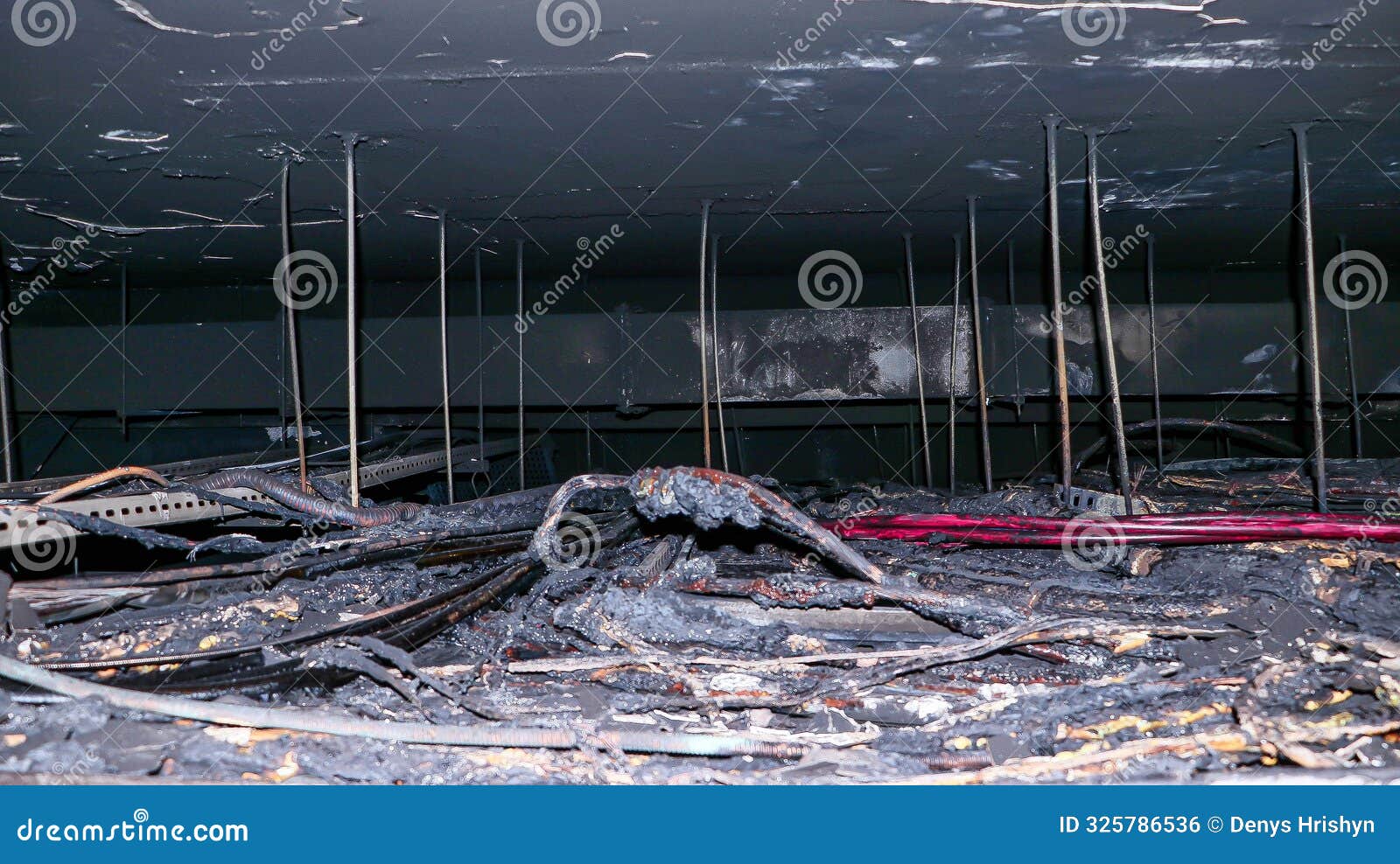 Burned Electrical Wires after Fire Stock Photo - Image of extinguisher ...