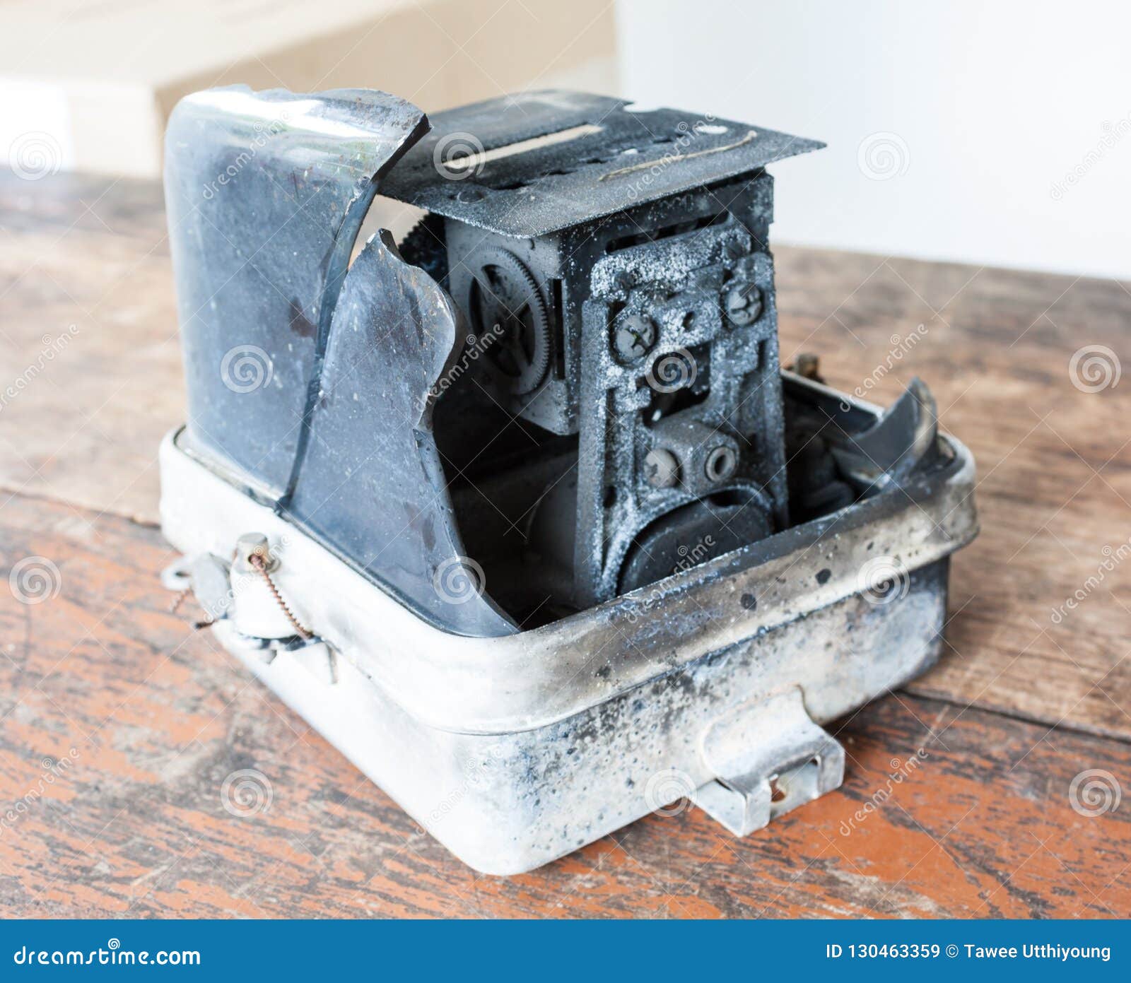 Burned electricity meter stock image. Image of metal - 130463359
