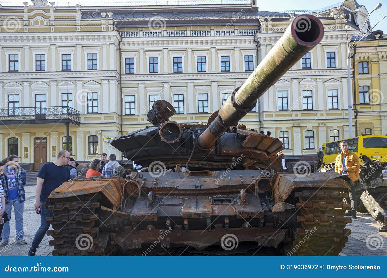 Burned and Exploded Tank ?-72B Destroyed As a Result Artillery Strike ...