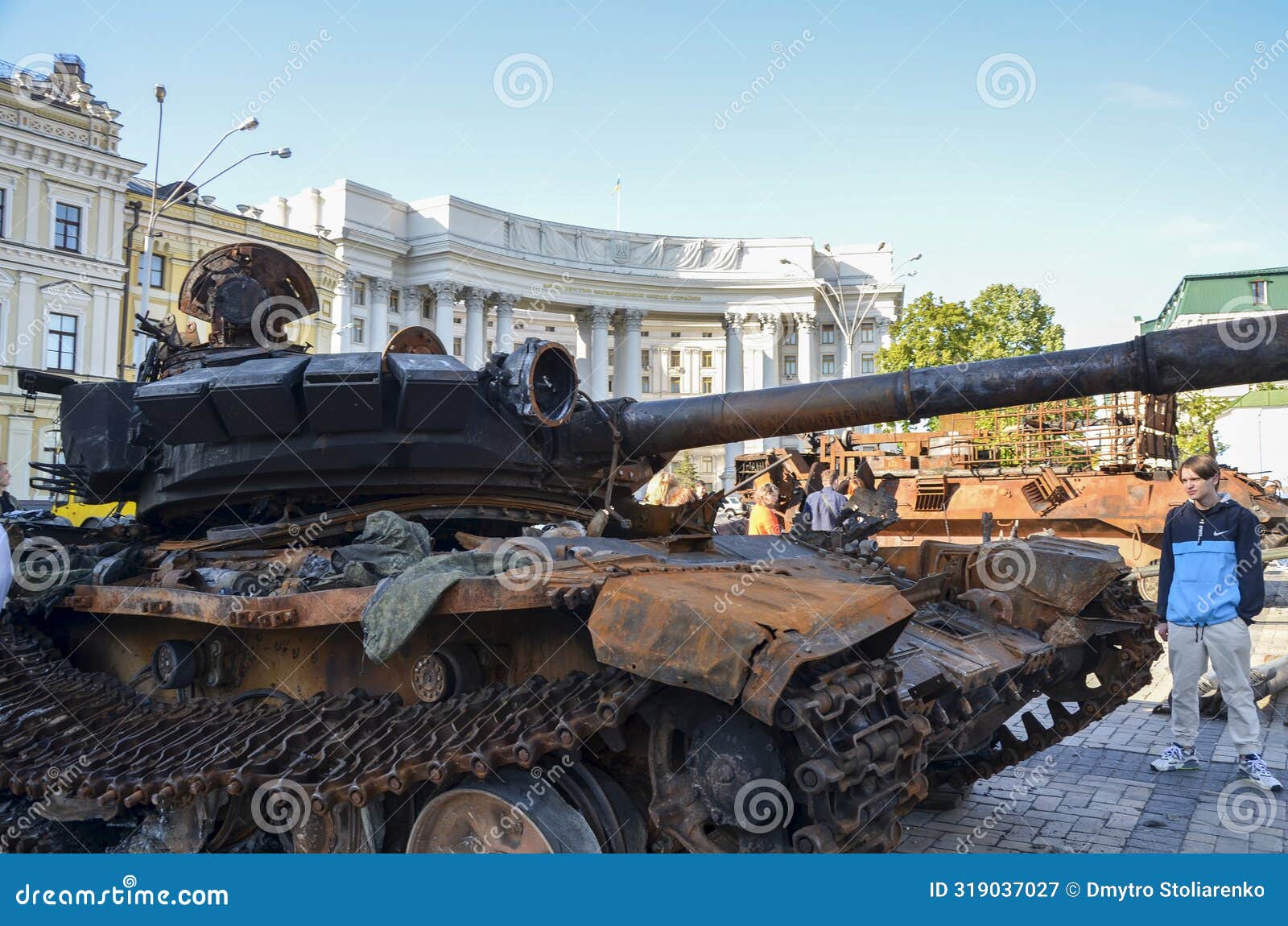 Burned and Exploded Tank ?-72B Destroyed As a Result Artillery Strike ...