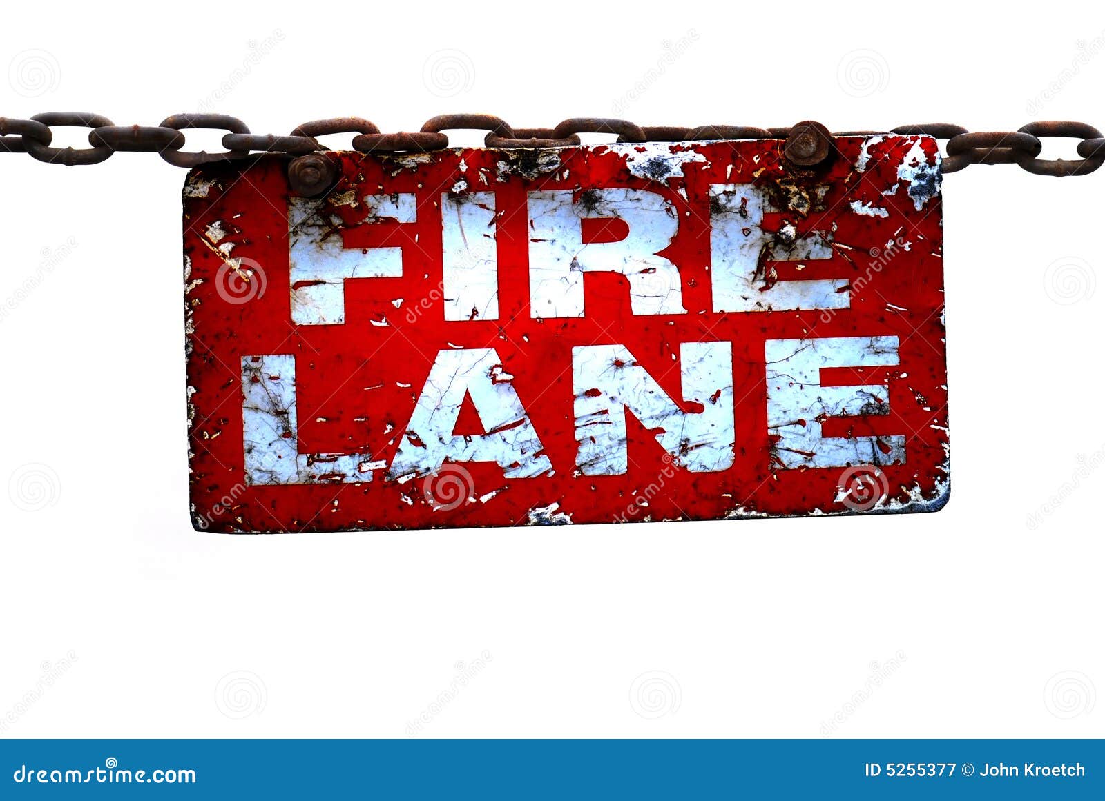 Burned Fire Lane Sign, Isolated on White Stock Image - Image of chain ...