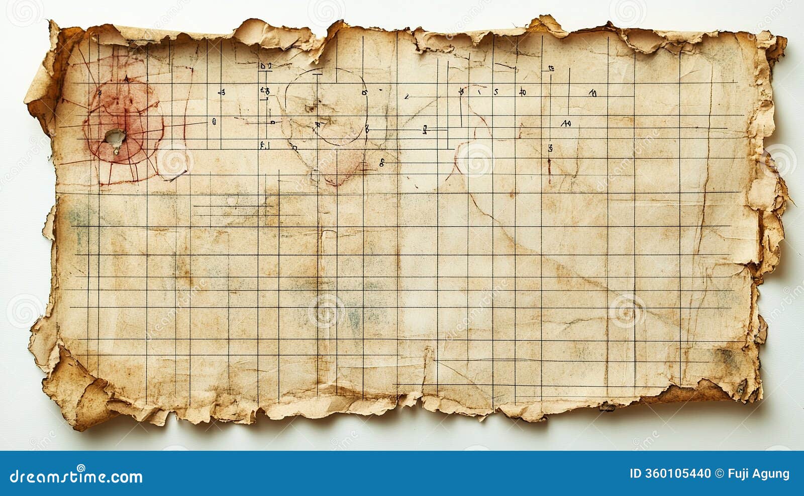 Burned Grid Paper Texture Studio Shot, White Background Design Element ...