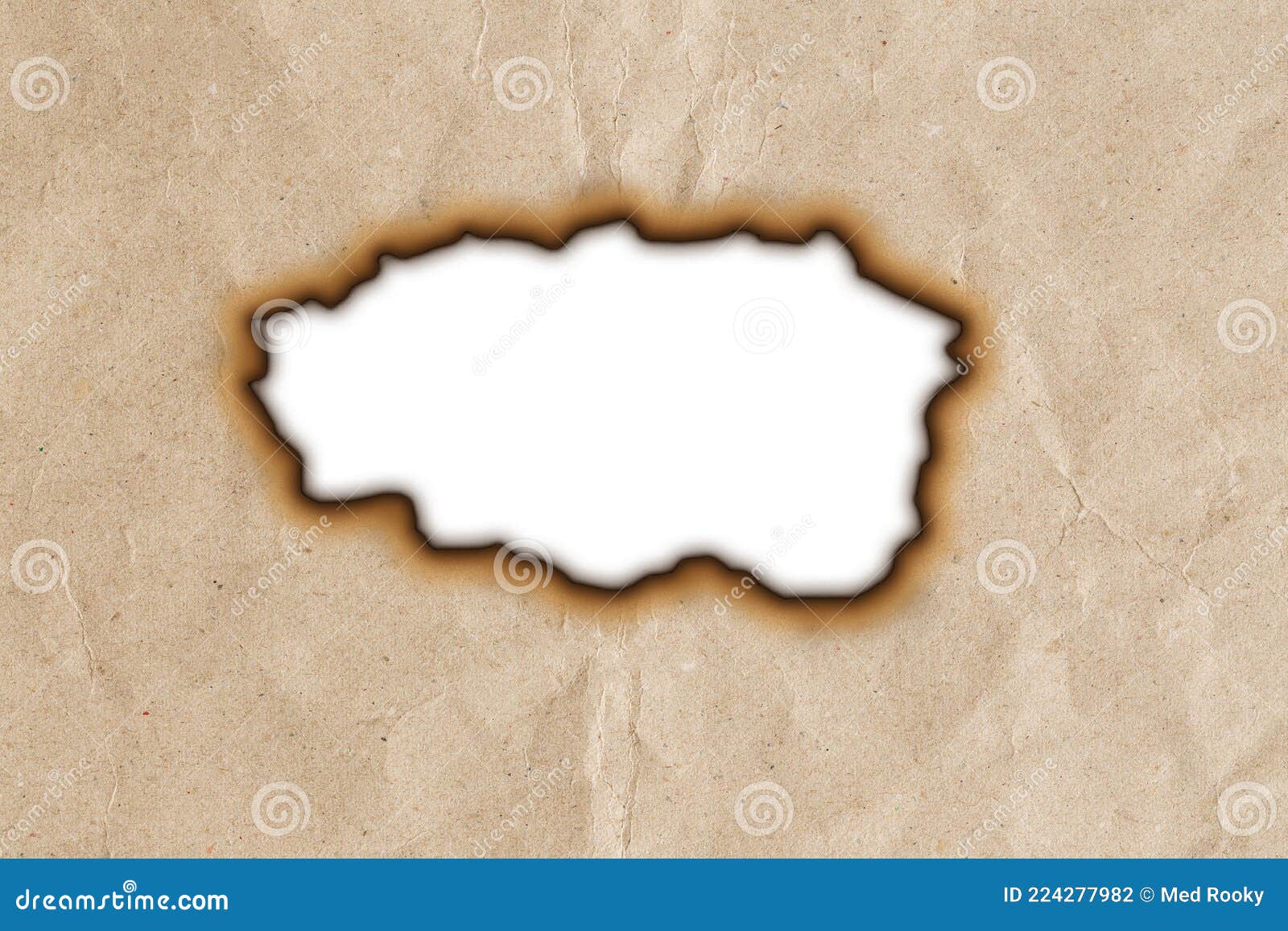 Burned Hole on Piece of Brown Paper Texture. Empty White Burning Hole ...