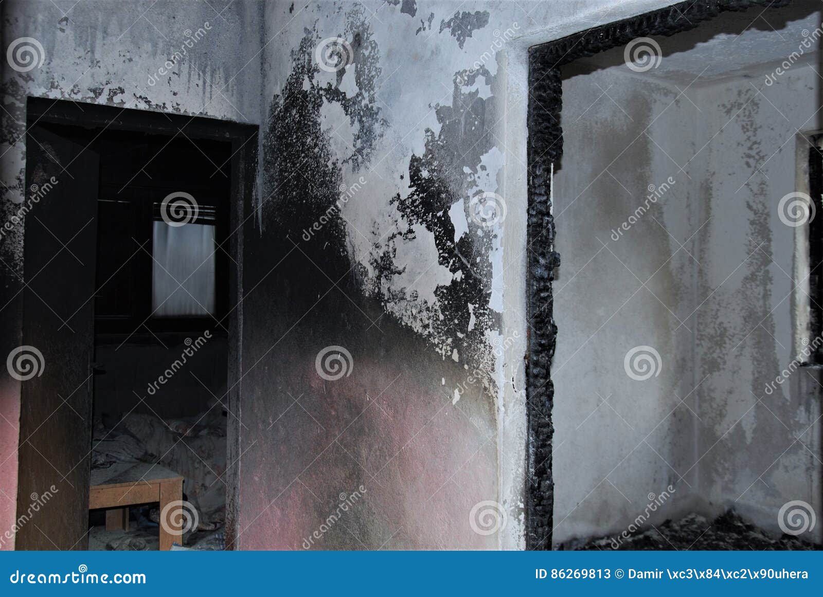 BURNED HOUSE: Doors at Home after Fire Stock Image - Image of broken ...