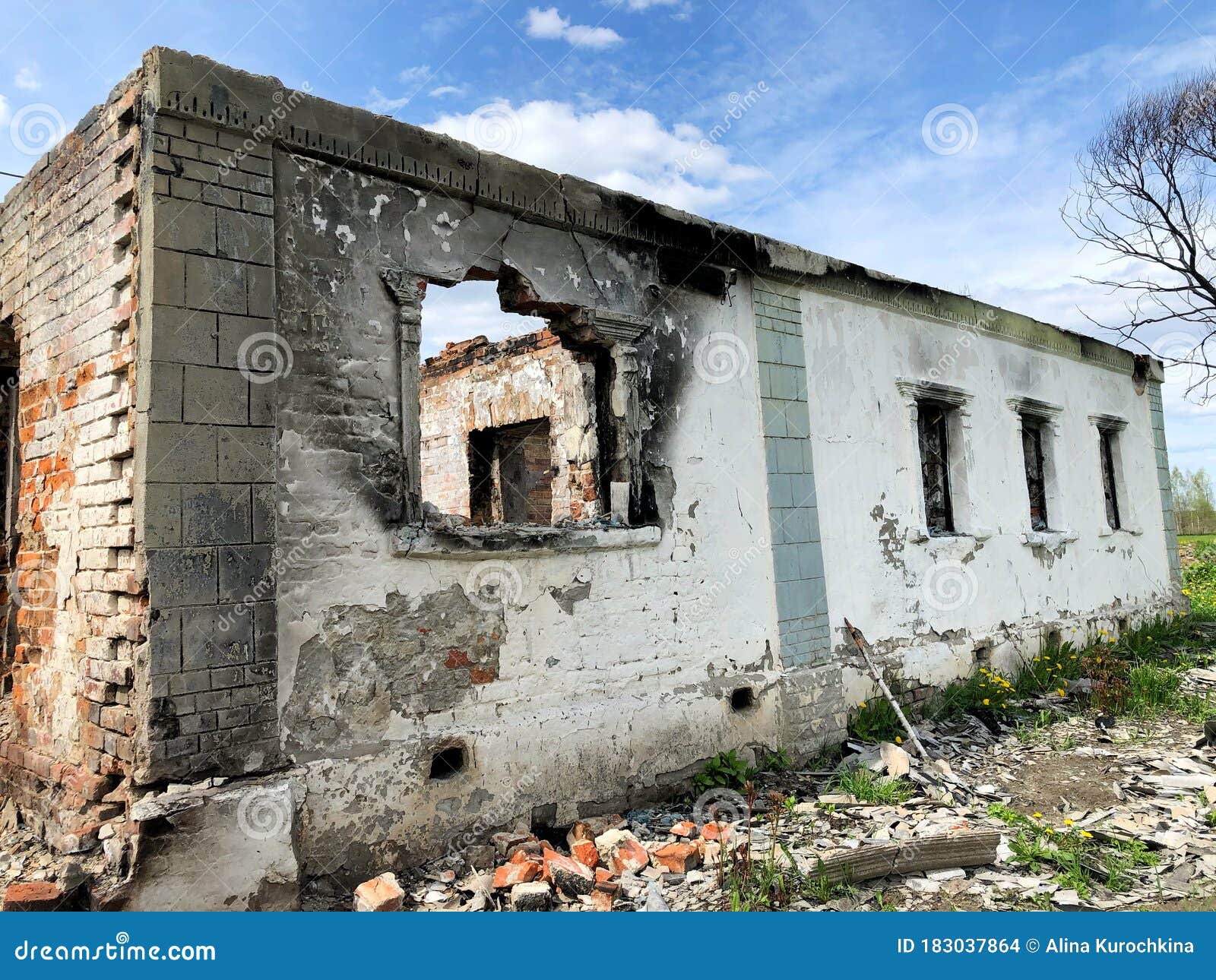 Burned House after Fire, Ruined Building Room Inside, Disaster or War ...