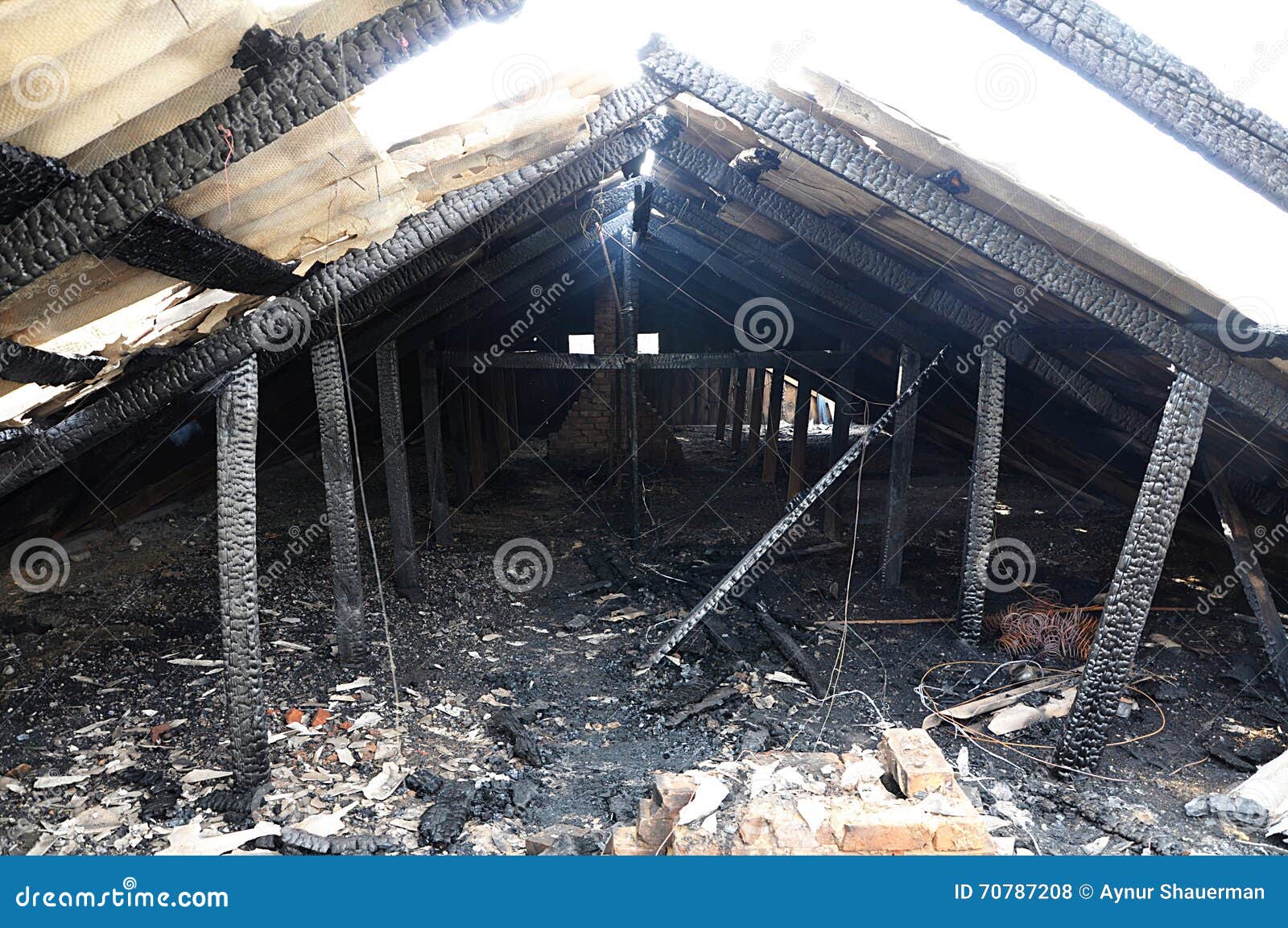 Burned House Roof after Fire Stock Photo - Image of charcoal, close ...