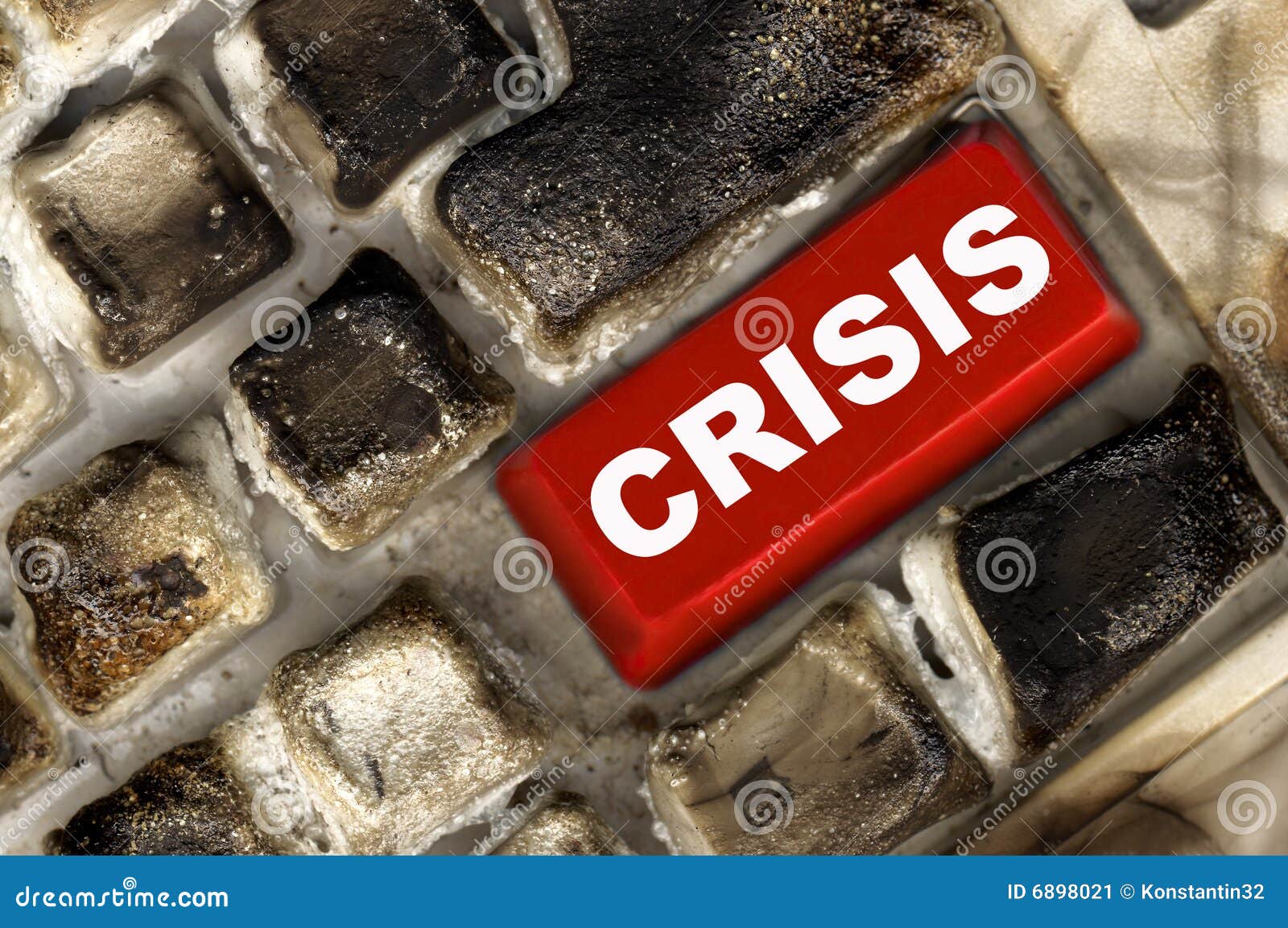 Burned Keyboard with Red Button Stock Image - Image of concept, design ...