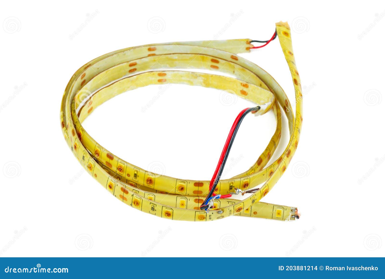 Burned LED Ribbon Isolated on a White Stock Photo - Image of burned ...