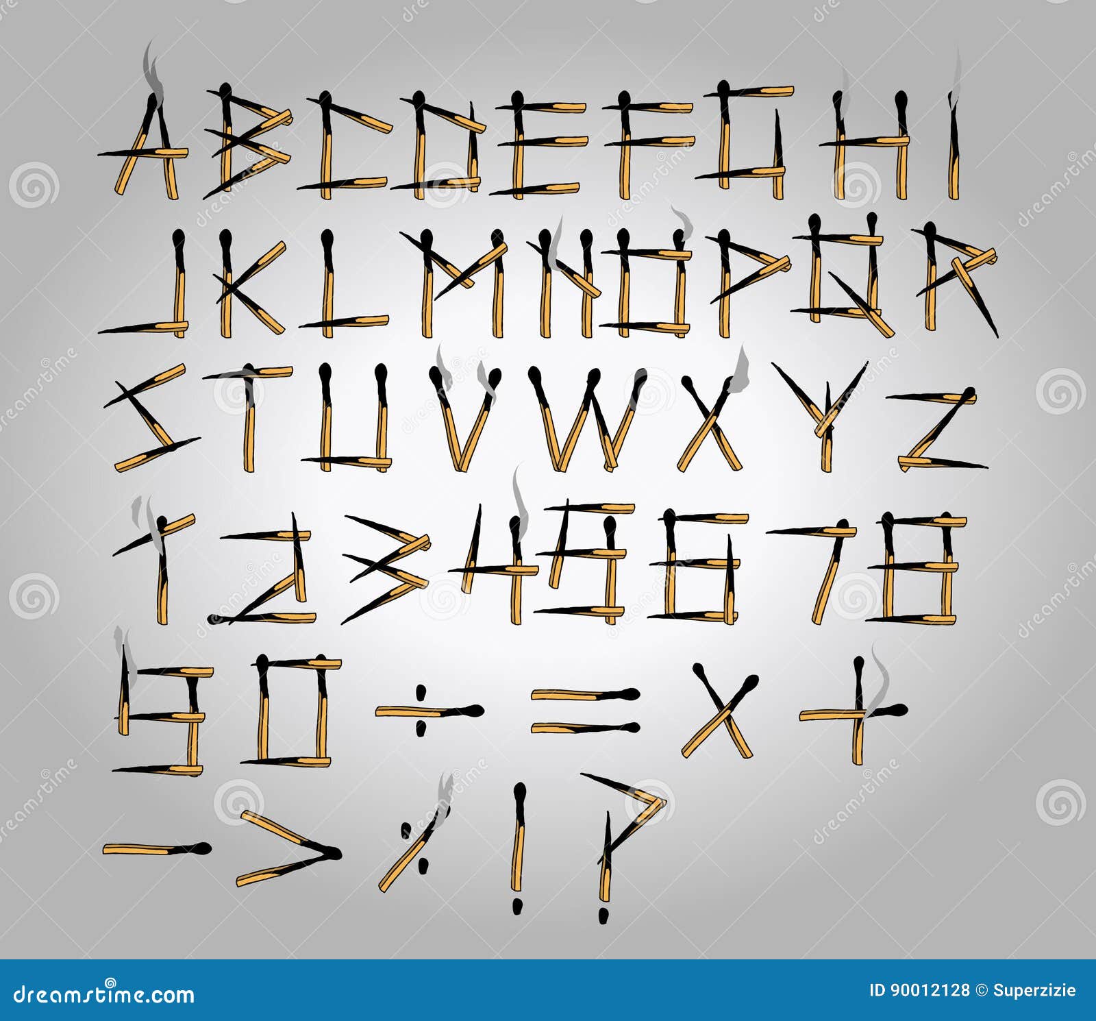 Burned Matchstick Uppercase Alphabet Stock Vector - Illustration of ...