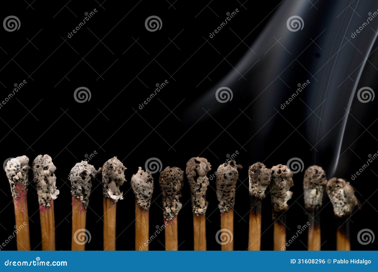 Burned Matchsticks Isolated on Black Background Stock Photo - Image of ...