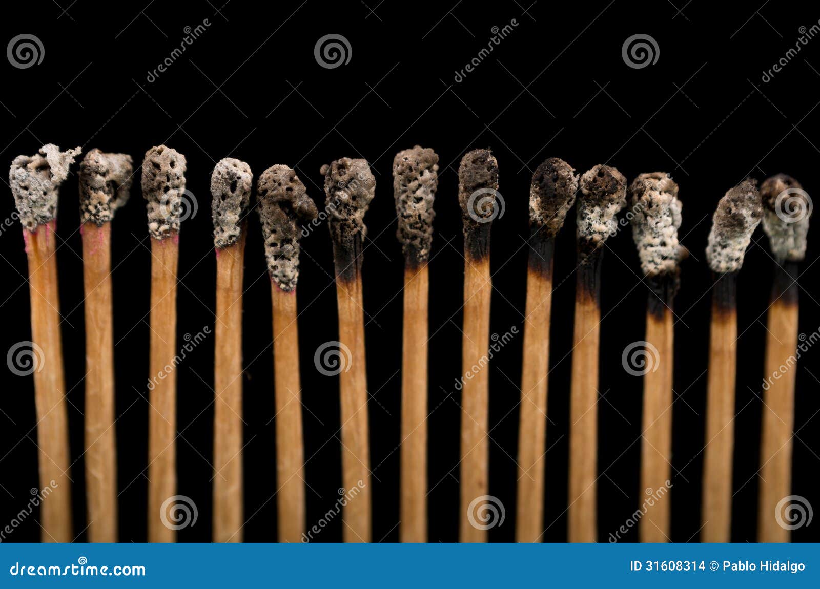 Burned Matchsticks Isolated on Black Background Stock Photo - Image of ...