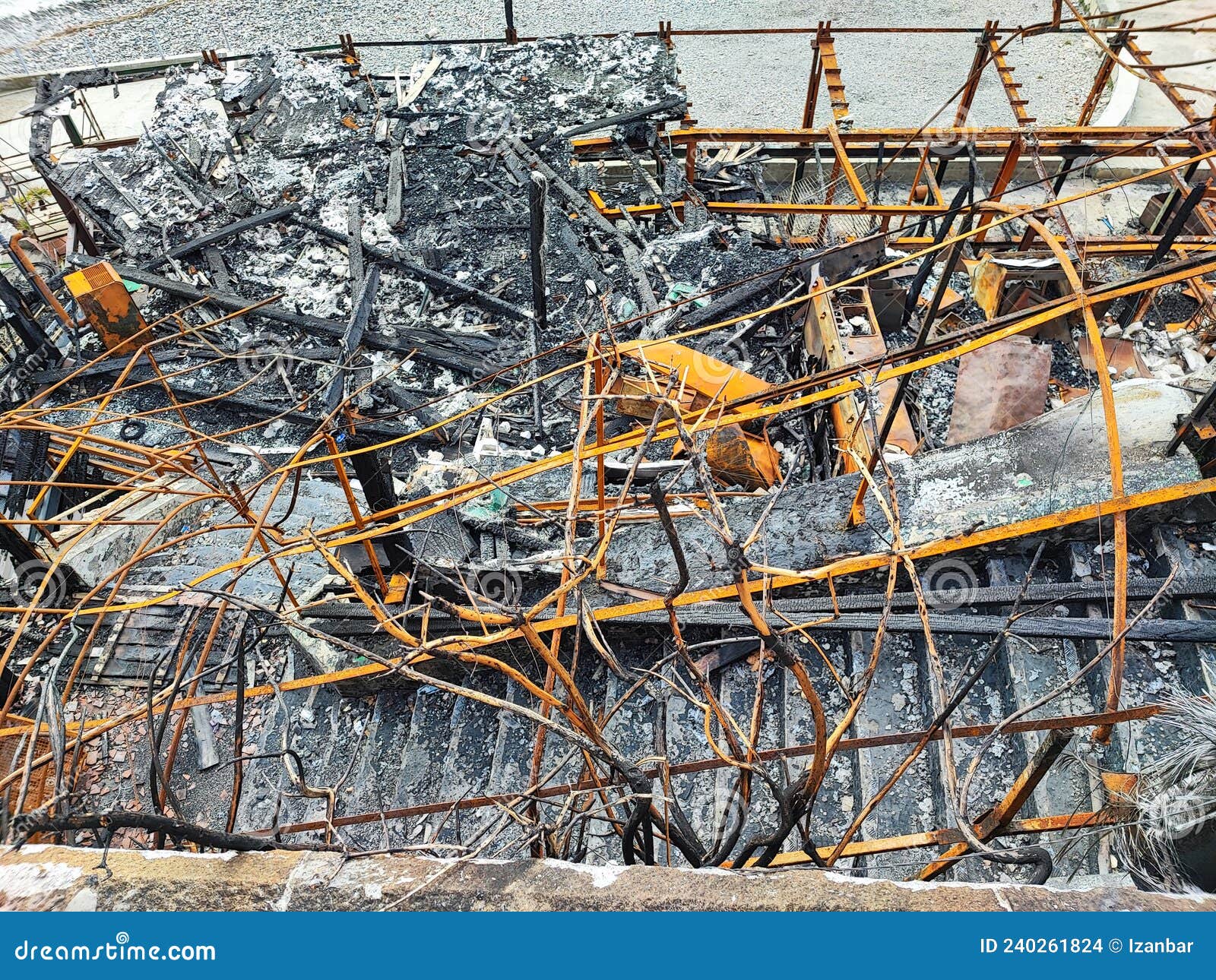 Burned Metal Structure after Fire by the Sea Stock Photo - Image of ...