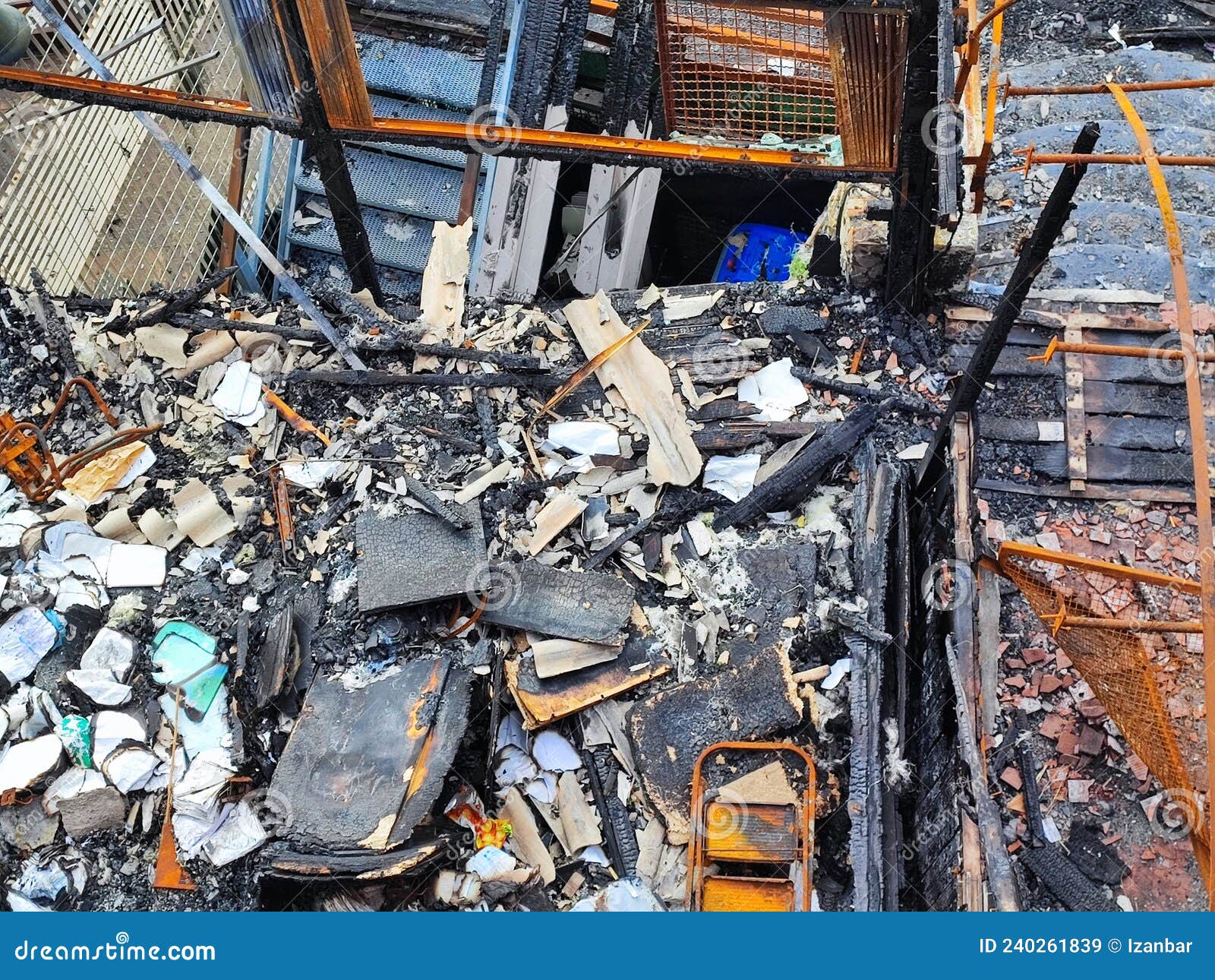 Burned Metal Structure after Fire by the Sea Stock Image - Image of ...