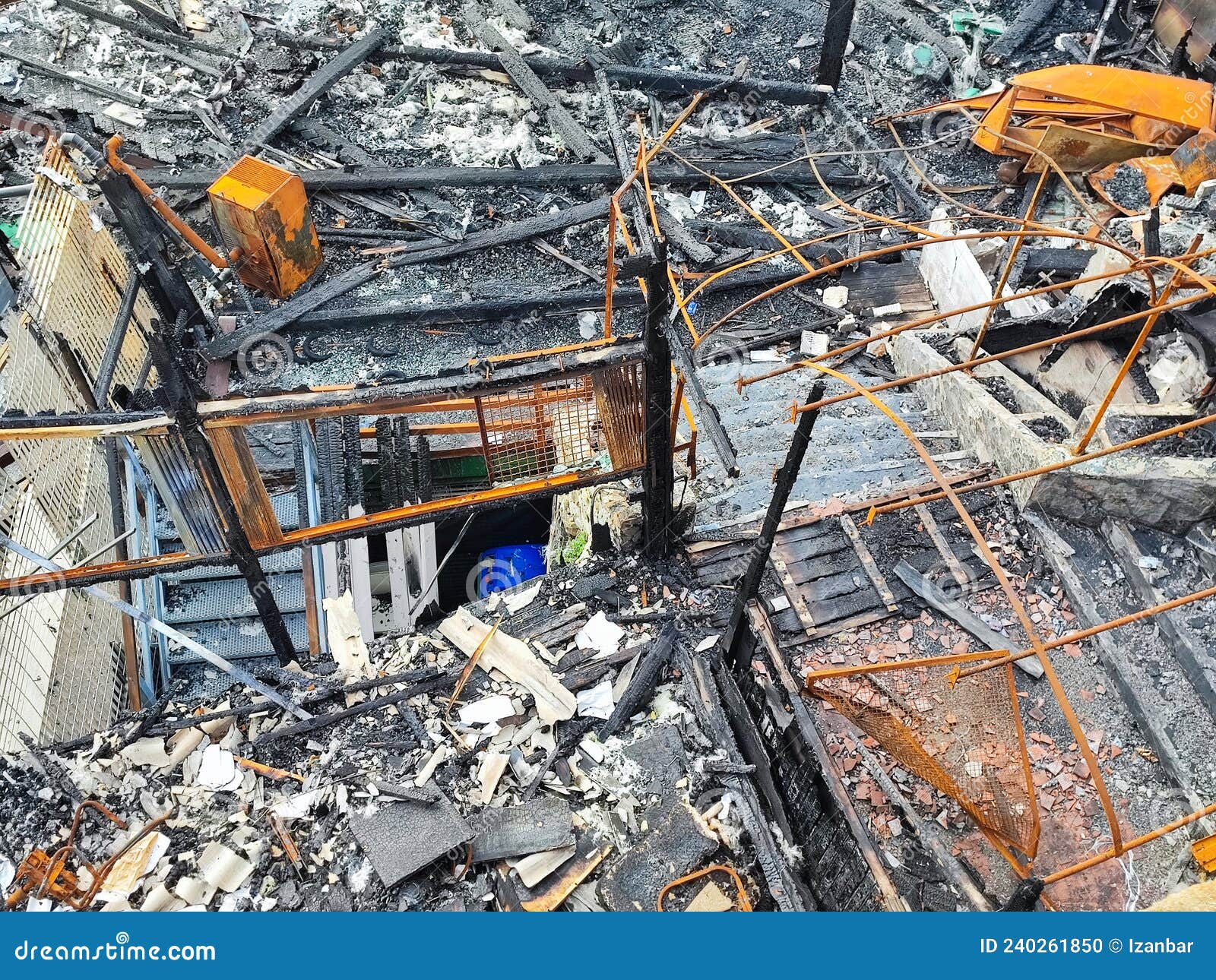 Burned Metal Structure after Fire by the Sea Stock Photo - Image of ...