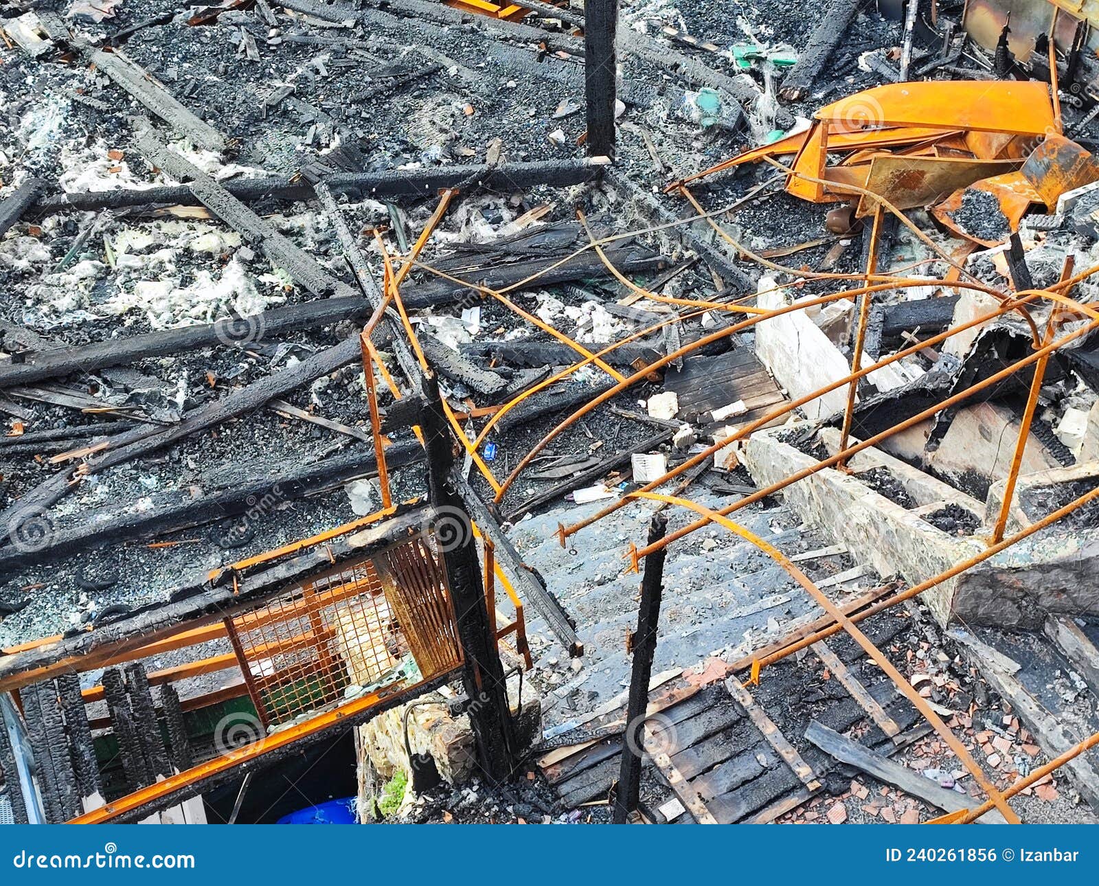 Burned Metal Structure after Fire by the Sea Stock Photo - Image of ...