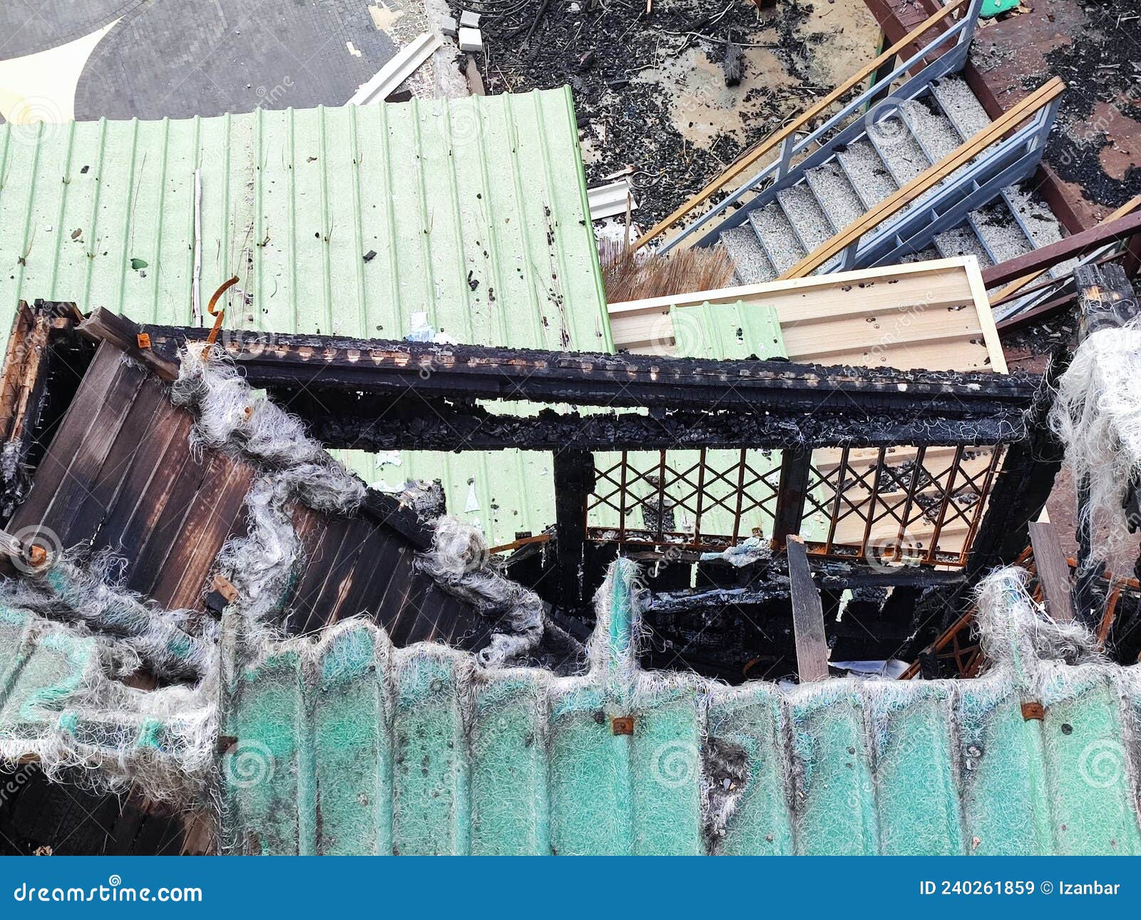 Burned Metal Structure after Fire by the Sea Stock Image - Image of ...