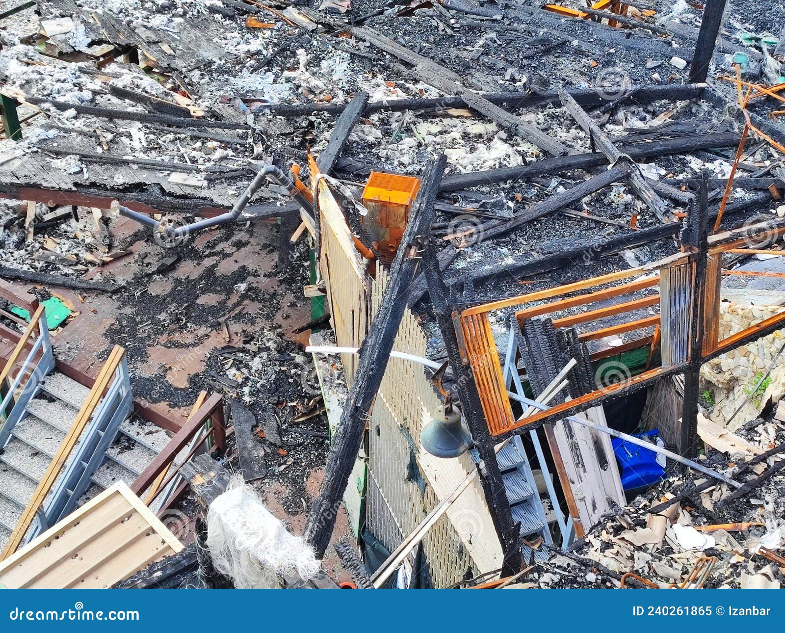 Burned Metal Structure after Fire by the Sea Stock Image - Image of ...