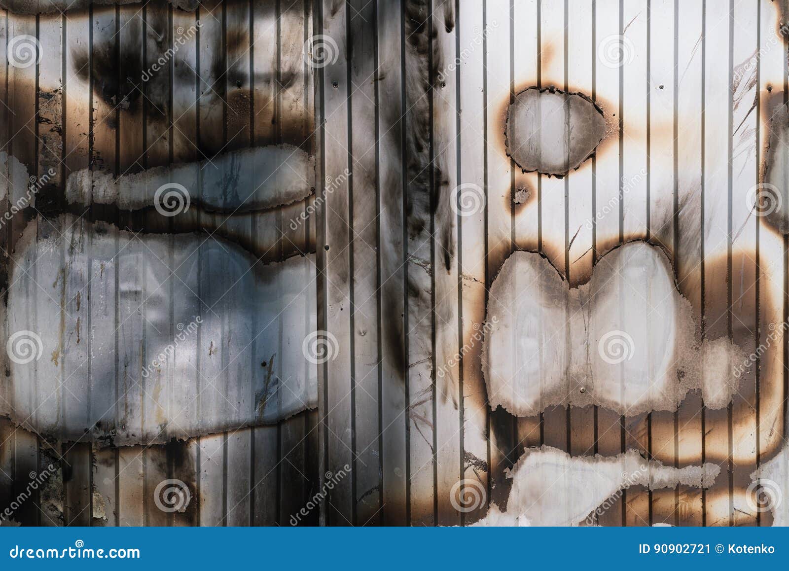 Burned Metal Wall after a Fire Stock Image - Image of metallic, gray ...