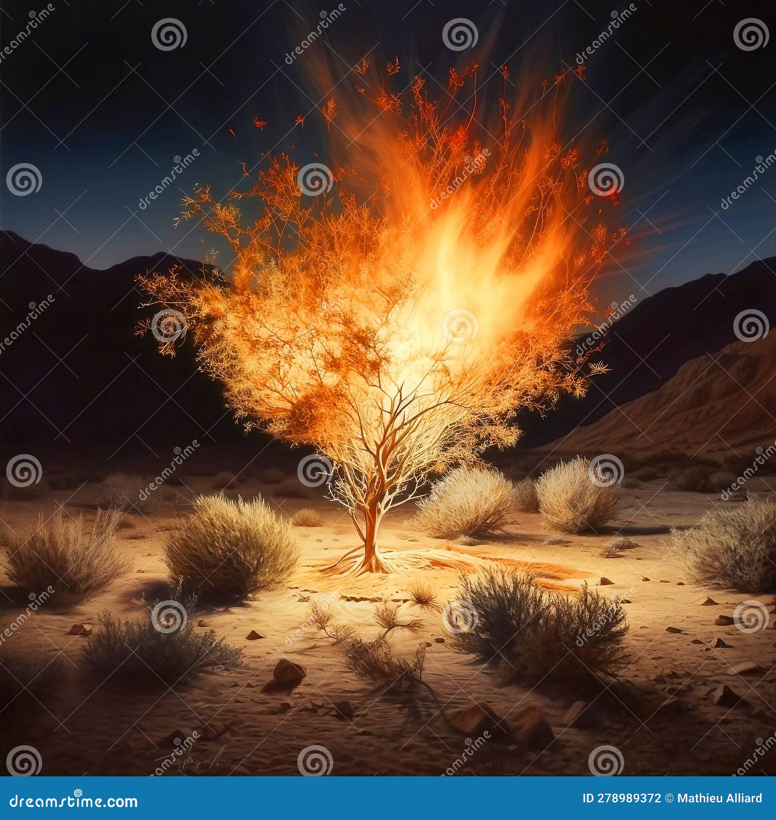 Burned but Not Consumed Biblical Burning Bush Stock Illustration ...
