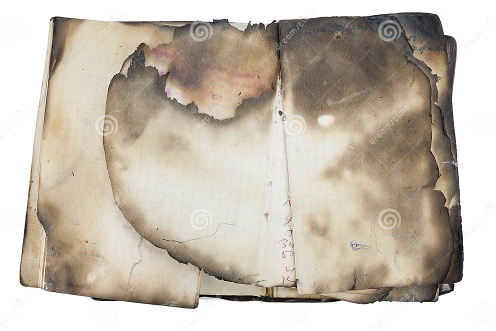 Burned old notebook stock photo. Image of document, book - 20297972