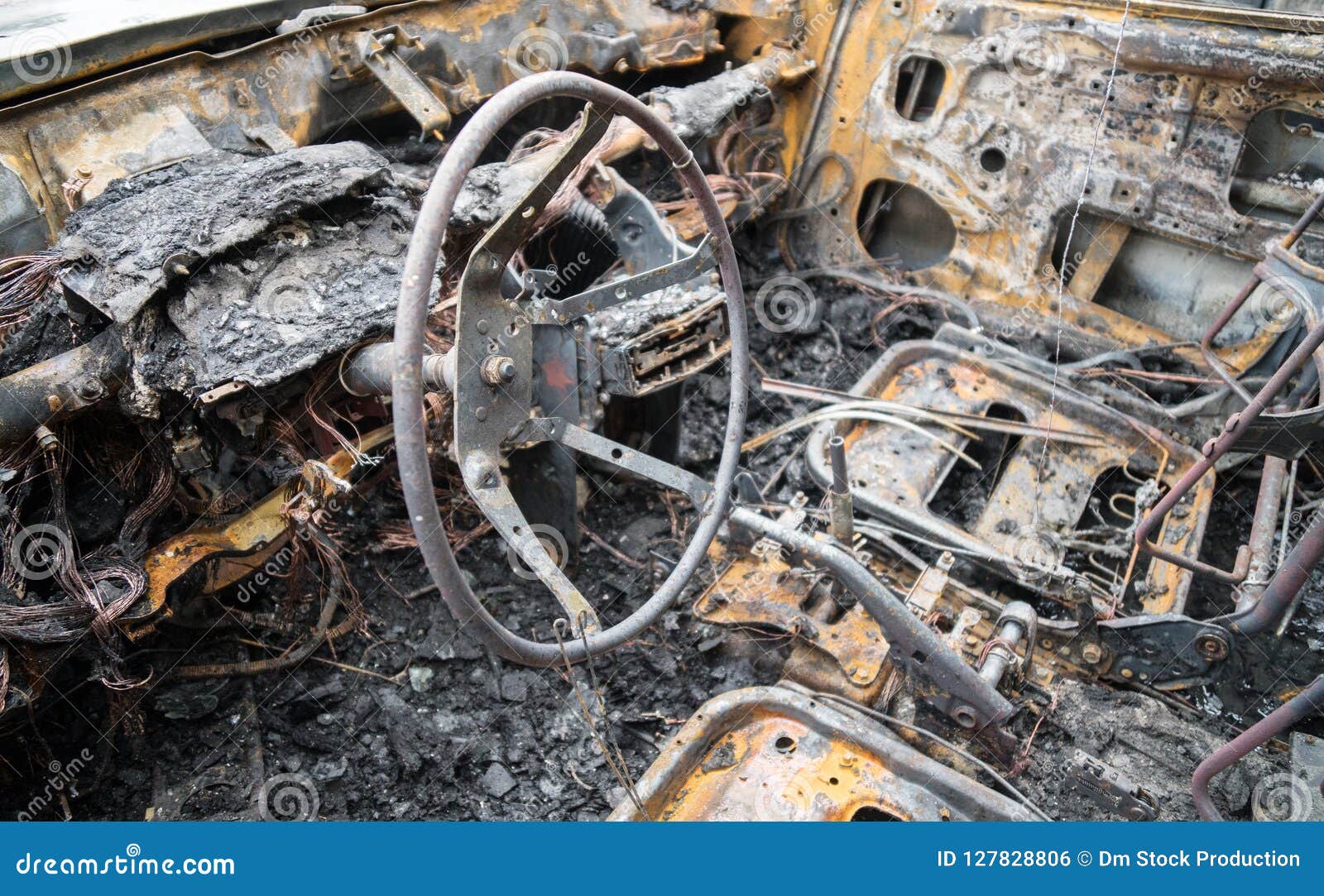 Burned out car. stock photo. Image of crash, insurance - 127828806