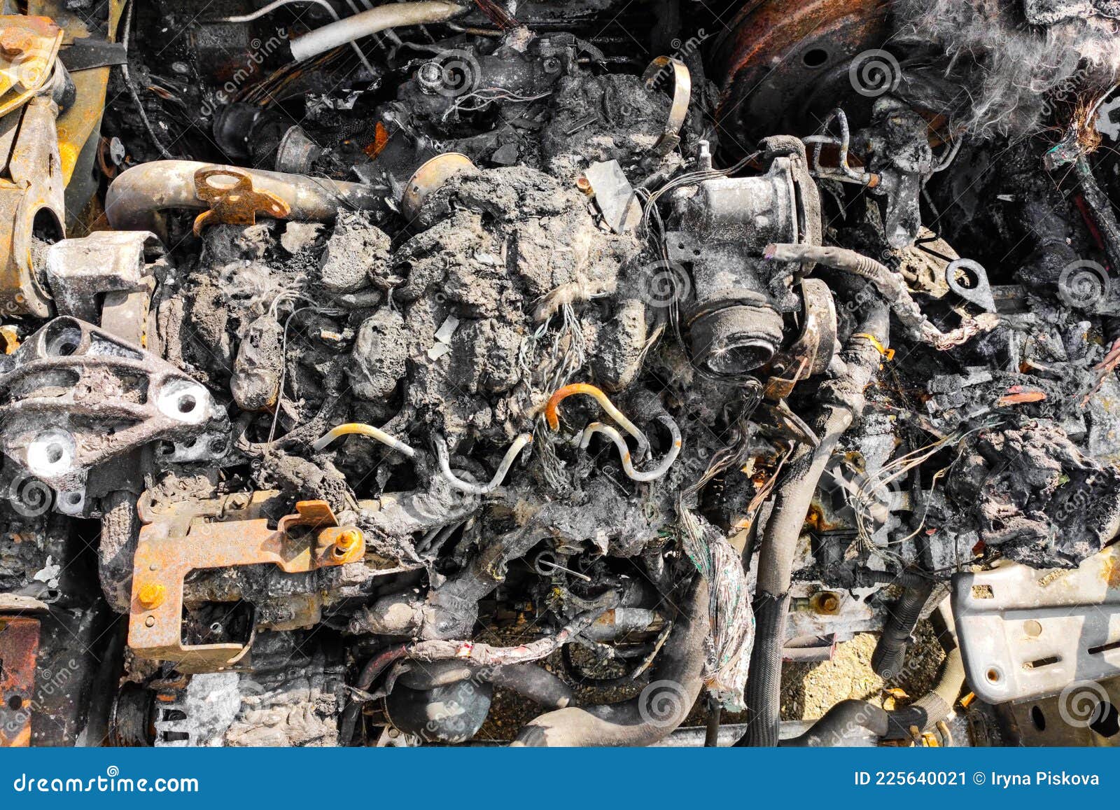 Burned-out Car after Arson Accident. Melted Plastic in a Fire. Stock ...